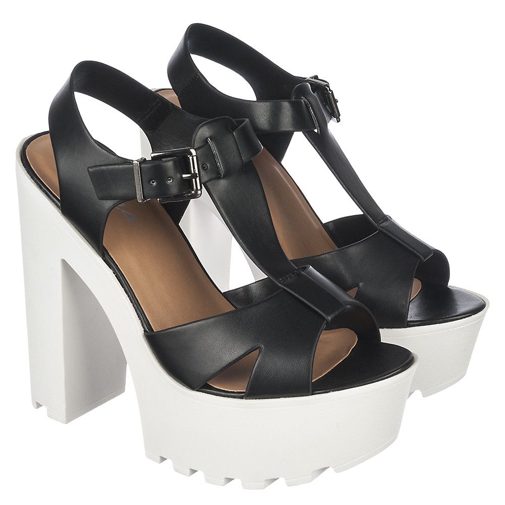 SHIEKH Women's Lab-S High Heel Sandal FD LAB-S/BLACK/WHITE - Shiekh