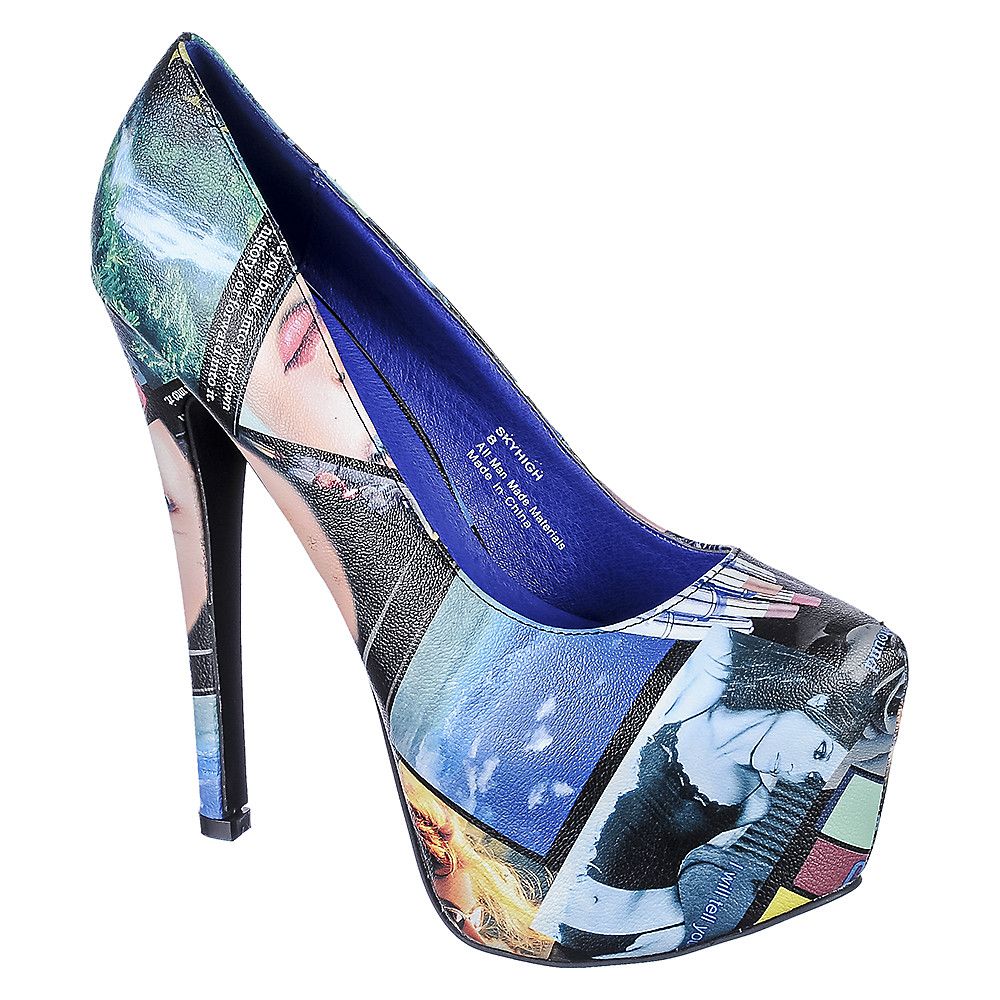 SHIEKH Skyhigh High Heel Shoe SKYHIGH/MULTI BLUE - Shiekh