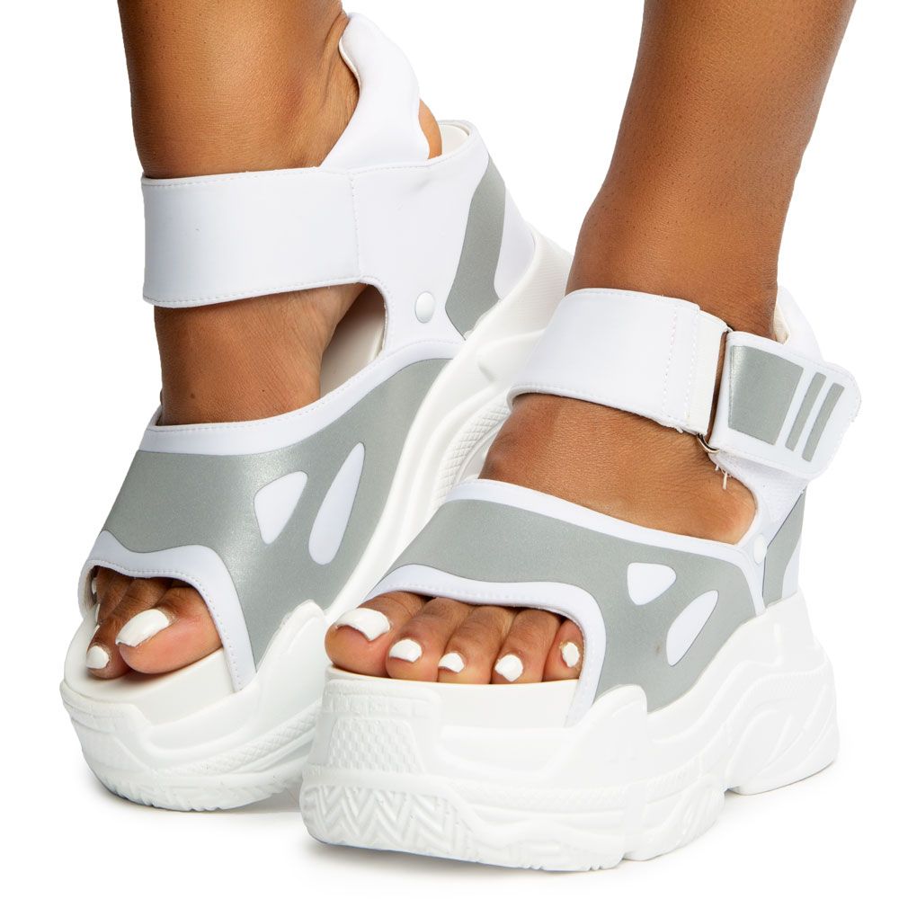 ANTHONY WANG Blueberry-02 Platform Sandals BLUEBERRY-02-WHT - Shiekh