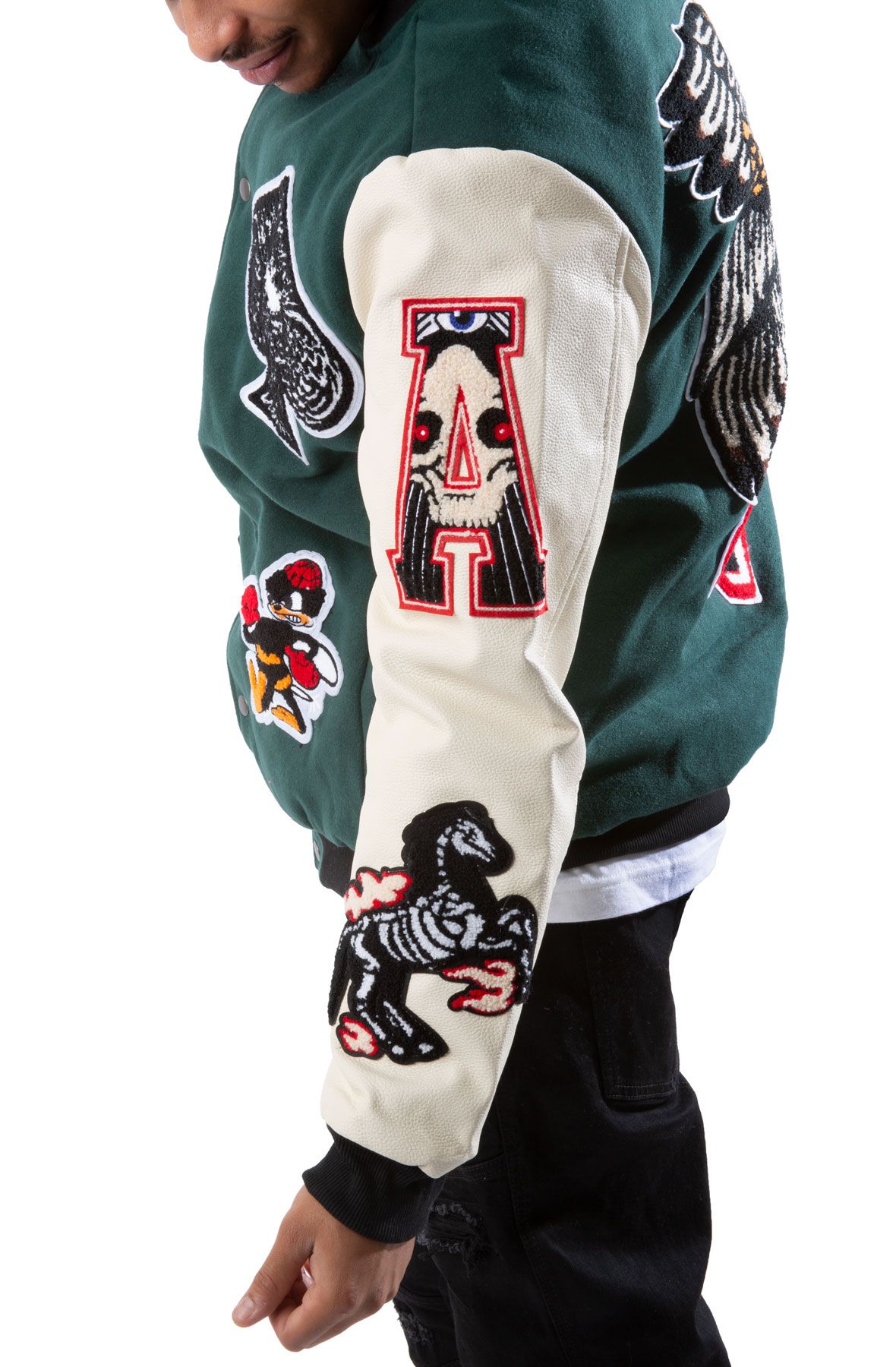 REASON Spoiler Varsity Jacket H0-147GRN - Shiekh