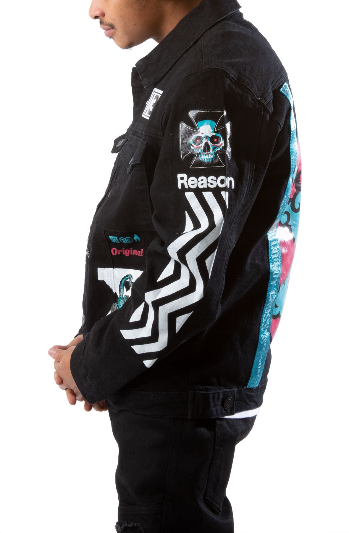 REASON Cloud Denim Jacket A1-D255BLK - Shiekh