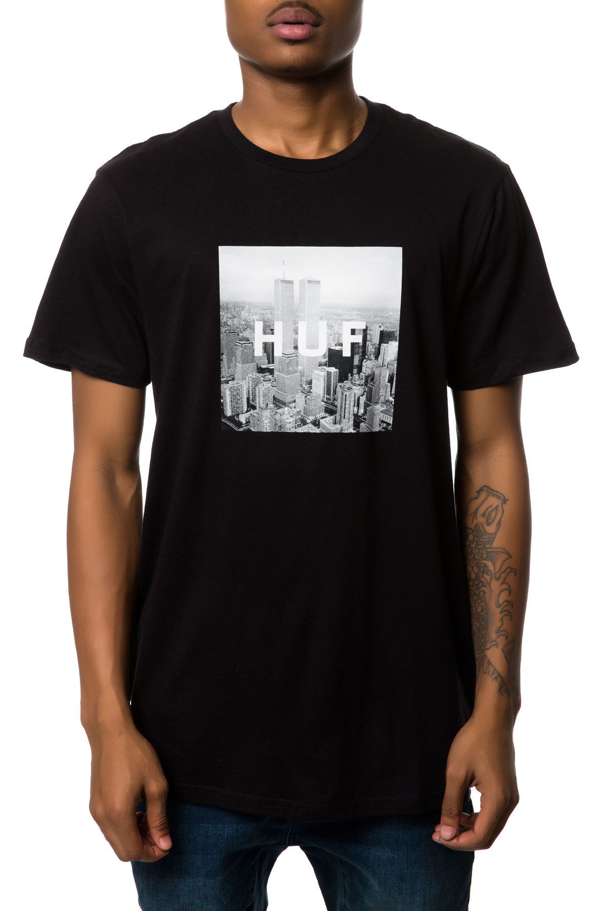 HUF The NY Box Logo Tee in TS51006-BLACK - Shiekh