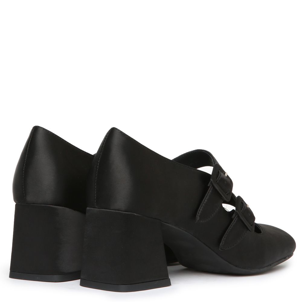 JEFFREY CAMPBELL Bickle Black Satin Heels BICKLE BLACK - Shiekh