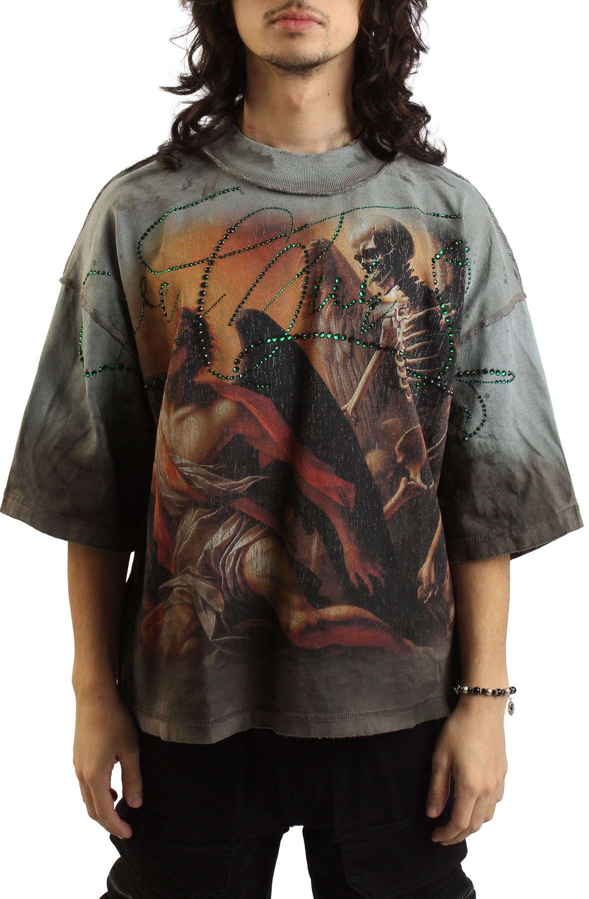 RARE PEACE Save Our Souls Oversized Rhinestone Cropped T-Shirt RT5063 ...