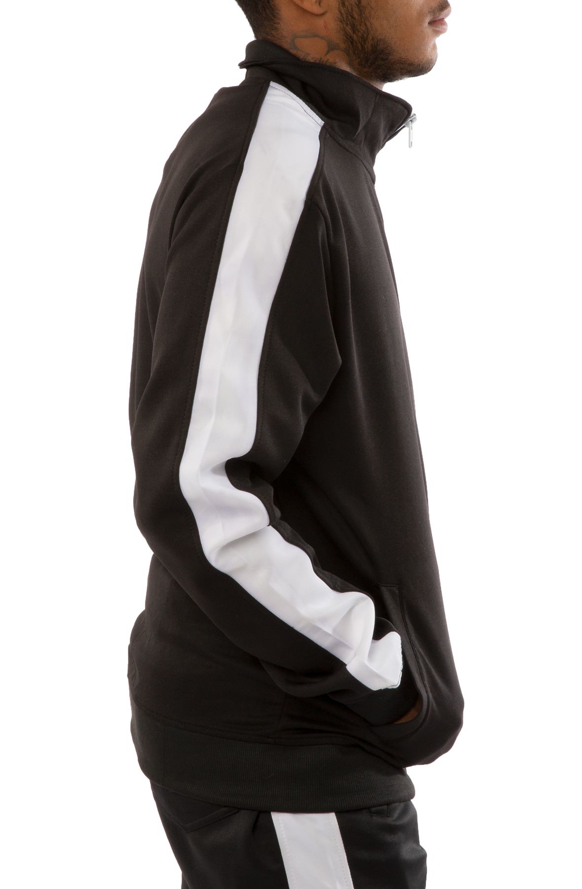 BLEECKER AND MERCER Bleecker Track Jacket F805-BLKWH - Shiekh