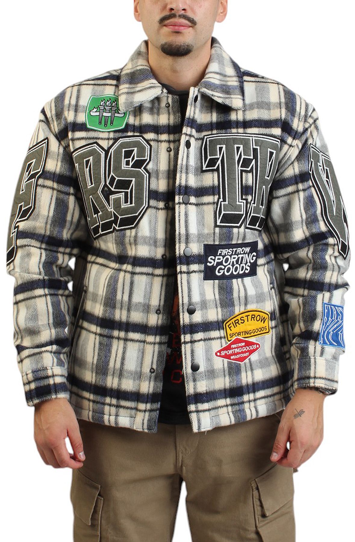 FIRST ROW Poplin Patch Shacket FRJ2067-HGREY - Shiekh