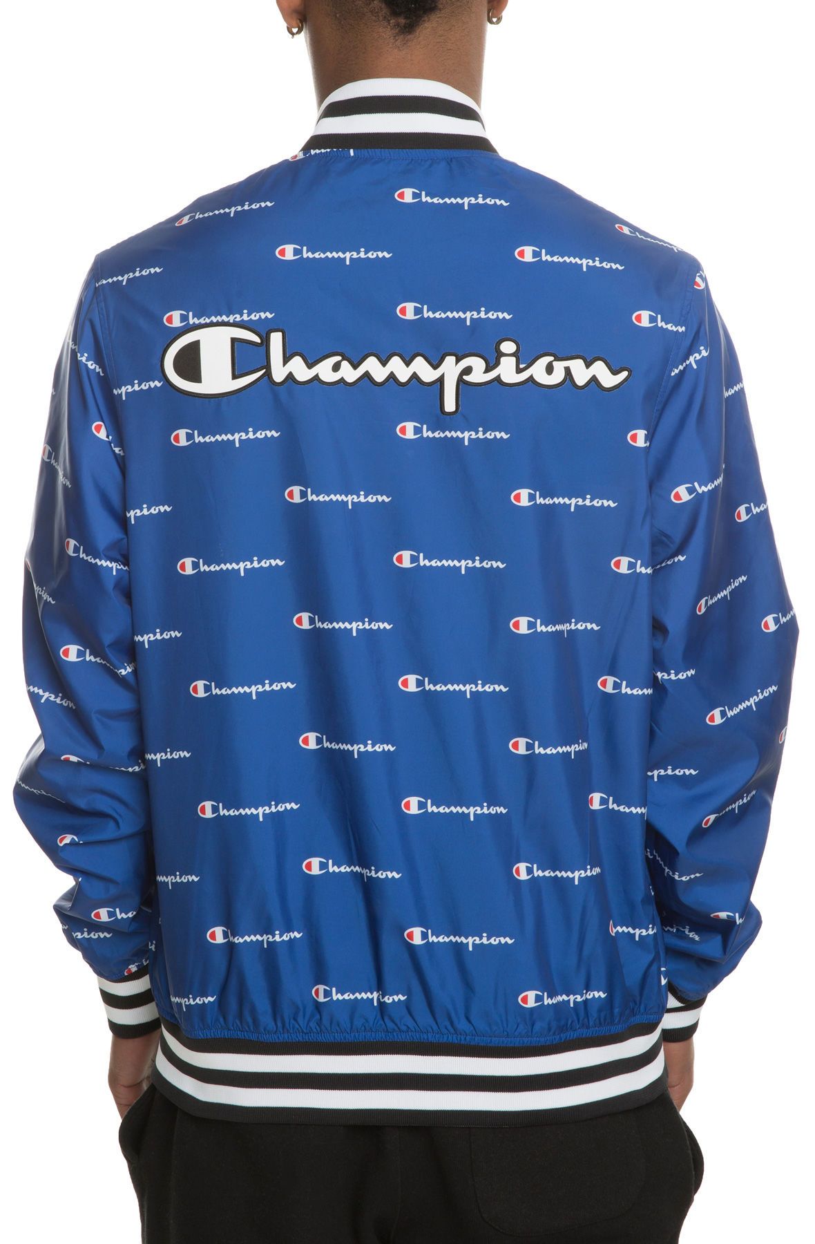 CHAMPION The Satin Printed Baseball Letterman Jacket in V1941P-CW14 ...