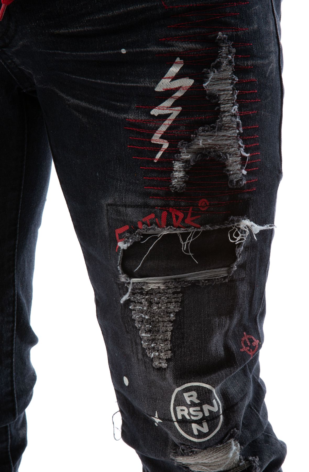 REASON Changes Graffiti Shred Jeans A1-759BLK - Shiekh