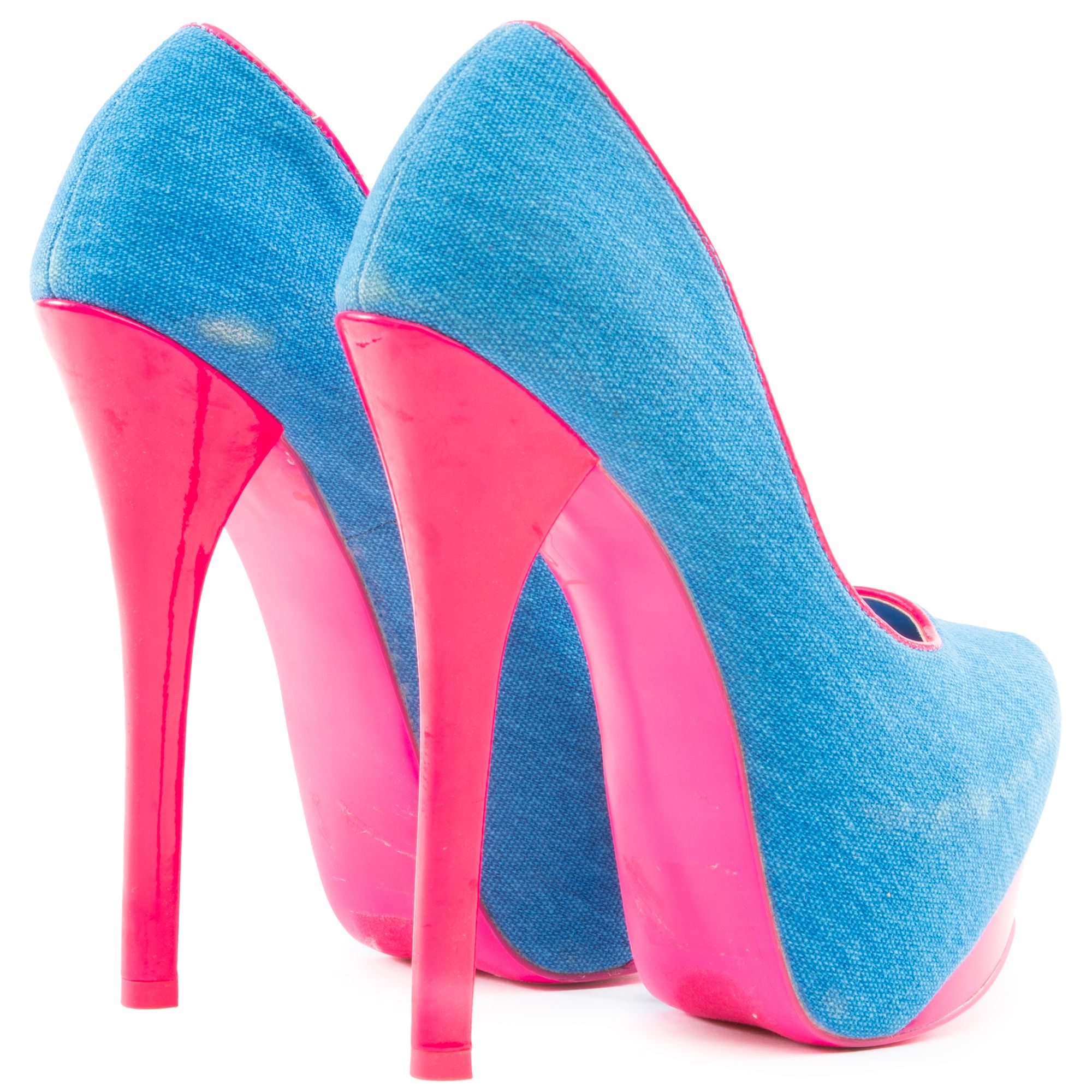 POSH 055 Blue Denim Platform High Heels 055/BLUE/FUS - Shiekh