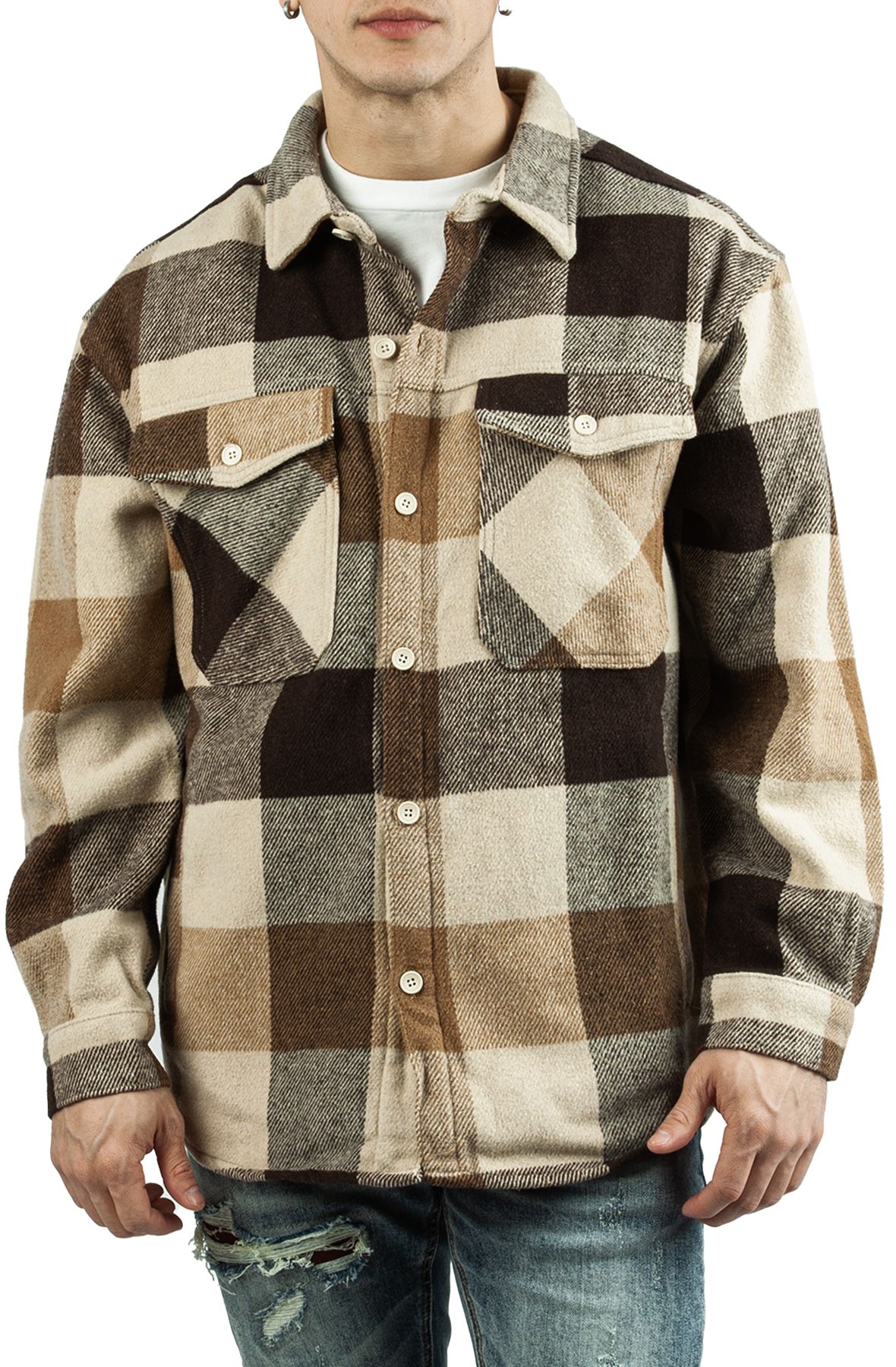 HIGH CALIBER Burly Flannel C13257-TAN - Shiekh