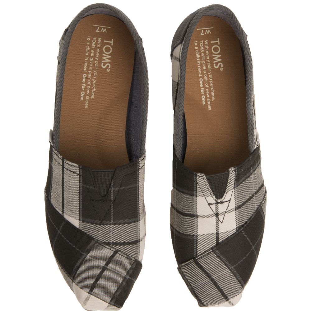 TOMS Toms Classic and White Plaid Woven Flats 10008926 - Shiekh