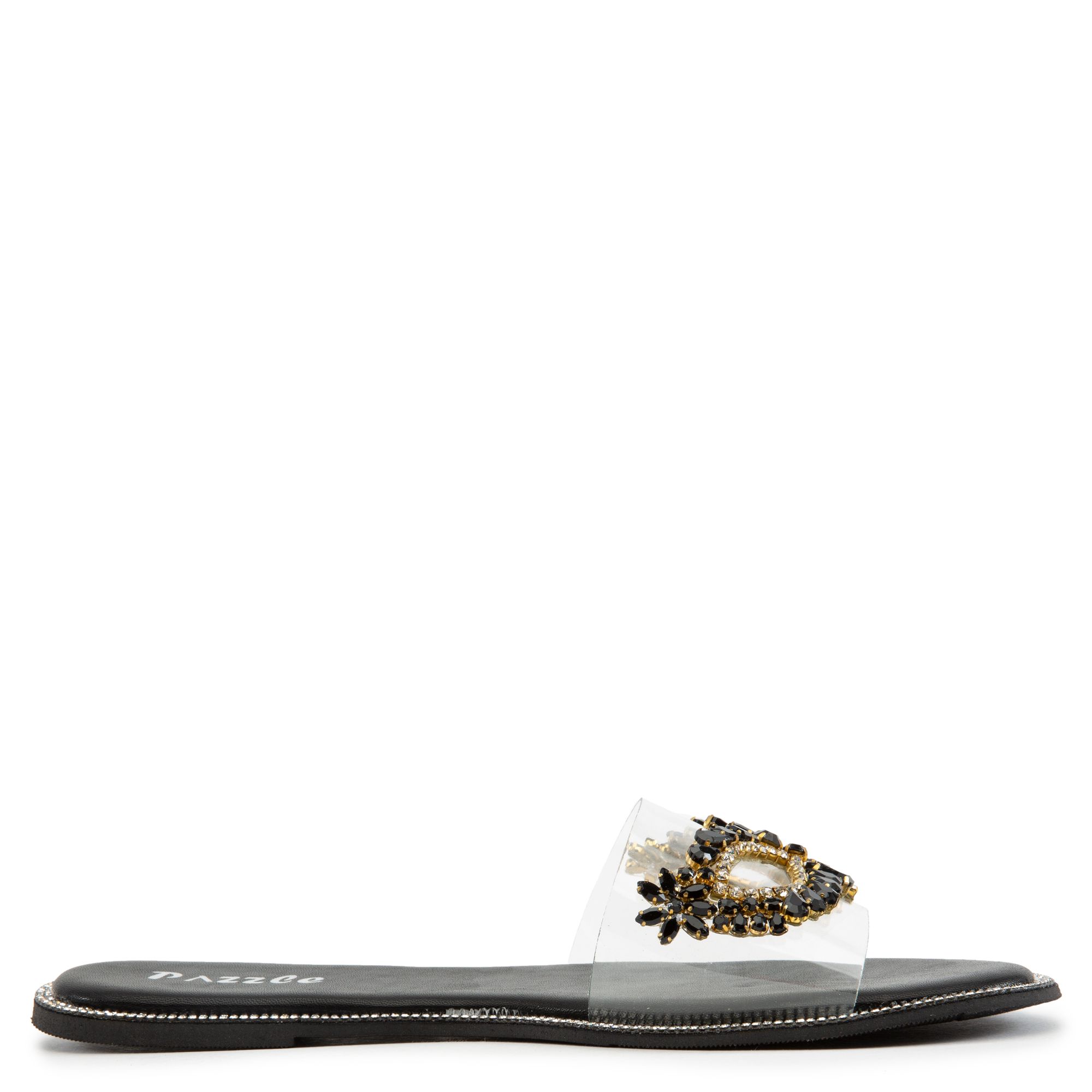 SHIEKH Isabella-08 Jewel Flat Sandals ISABELLA-08-BLK - Shiekh