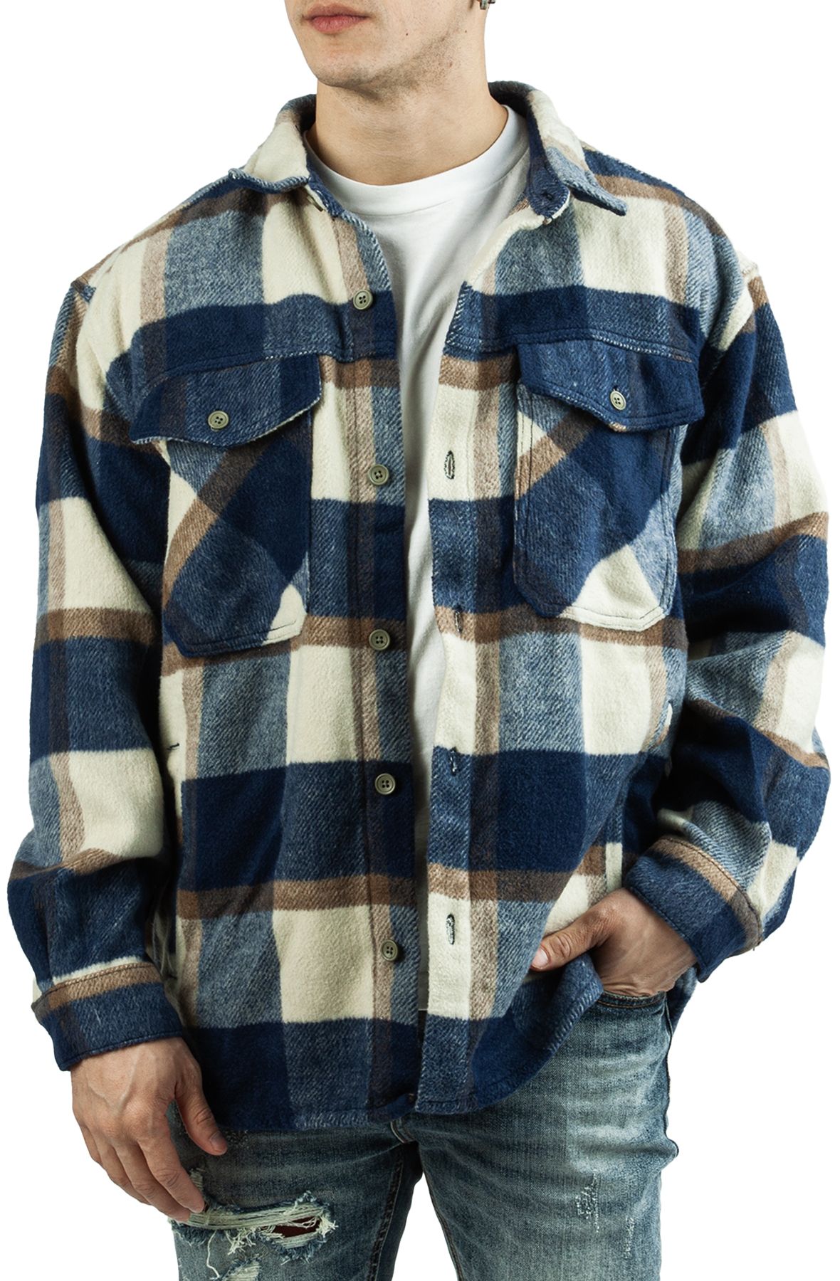 HIGH CALIBER Burly Flannel C13256-BLUE - Shiekh