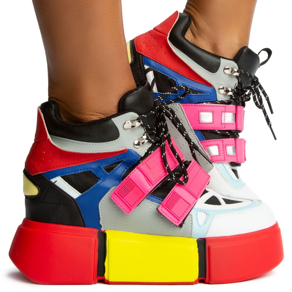 ANTHONY WANG Cranberry-09 Chunky Sneakers CRANBERRY-09-RED - Shiekh