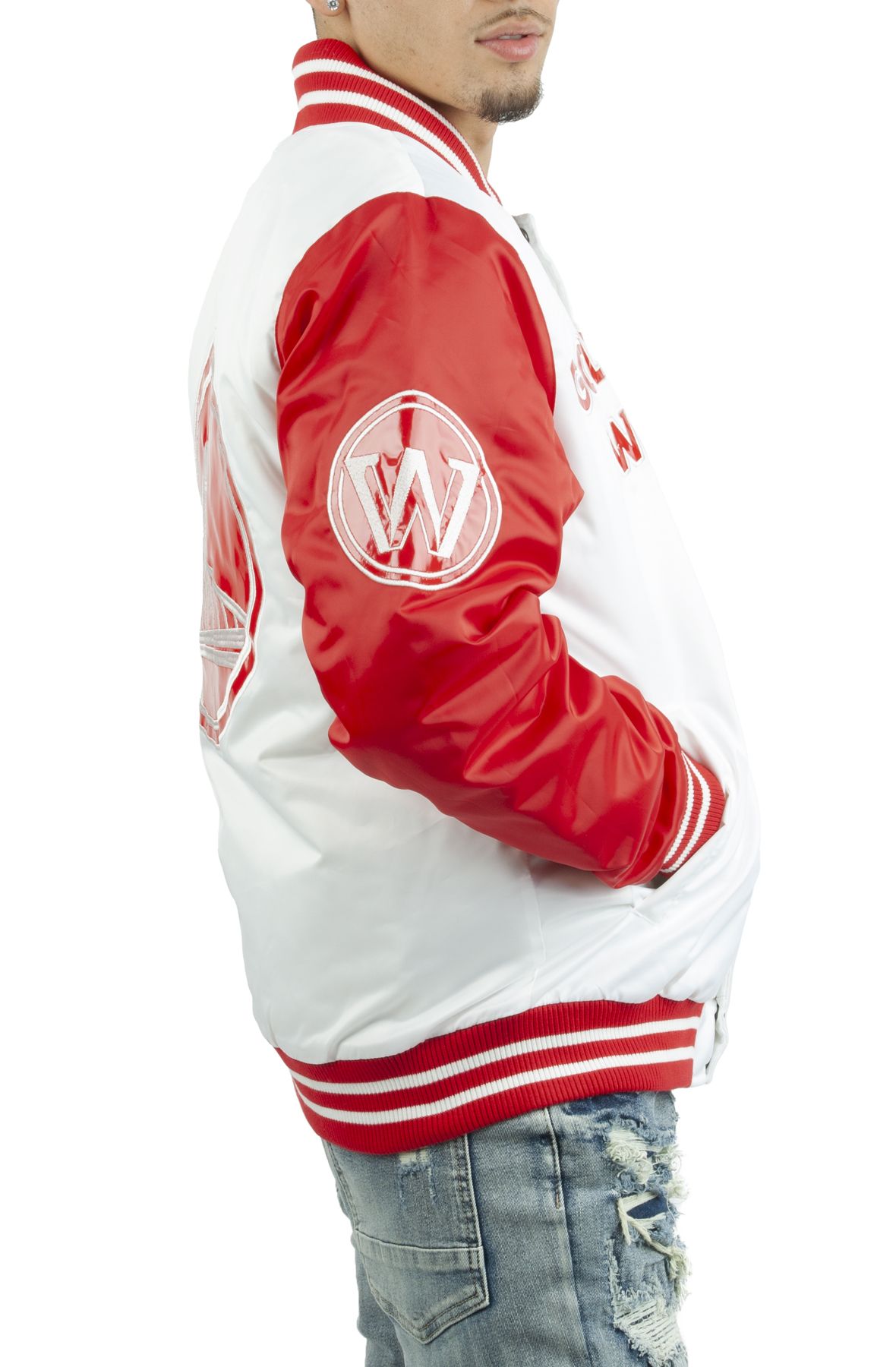 STARTER Golden State Warriors White Red Jacket LS230572-GSW - Shiekh