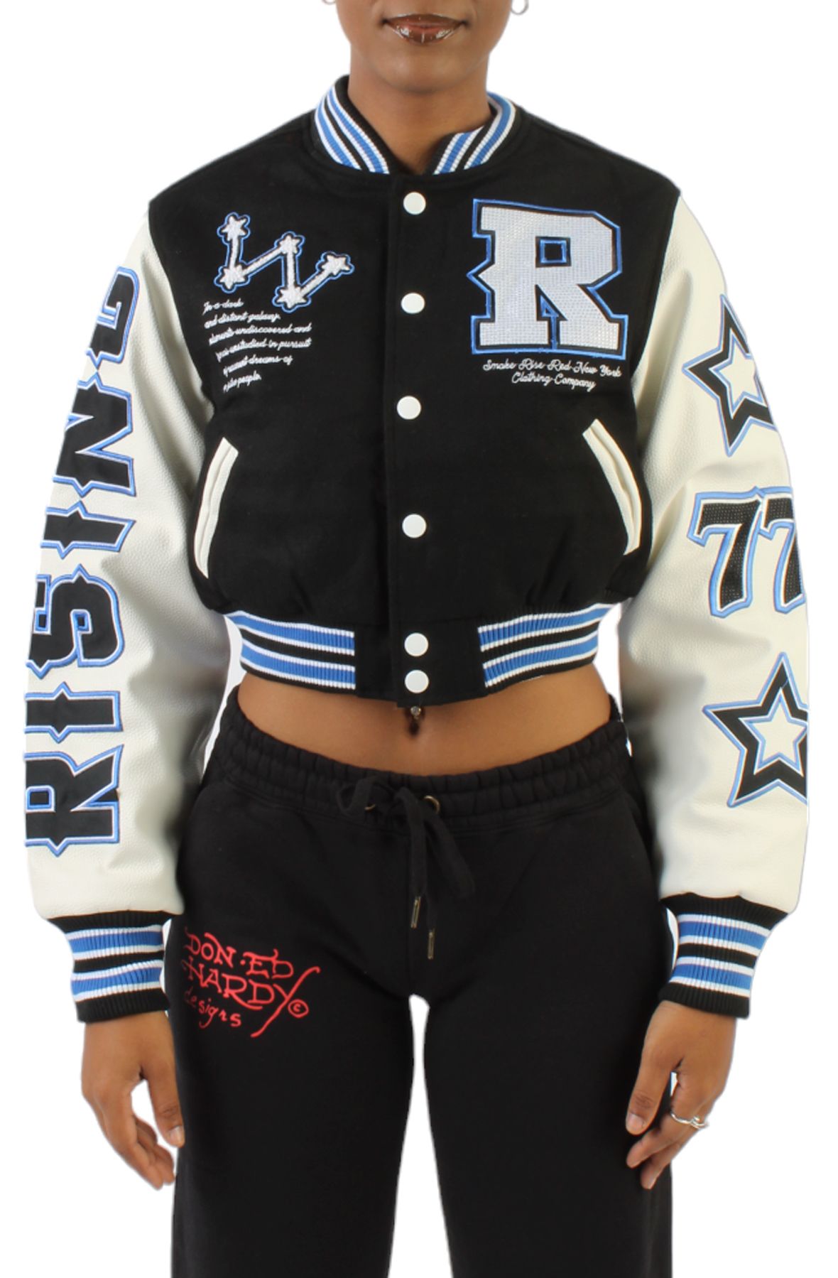 SMOKE RISE Varsity Jacket AJ23903-BLK - Shiekh
