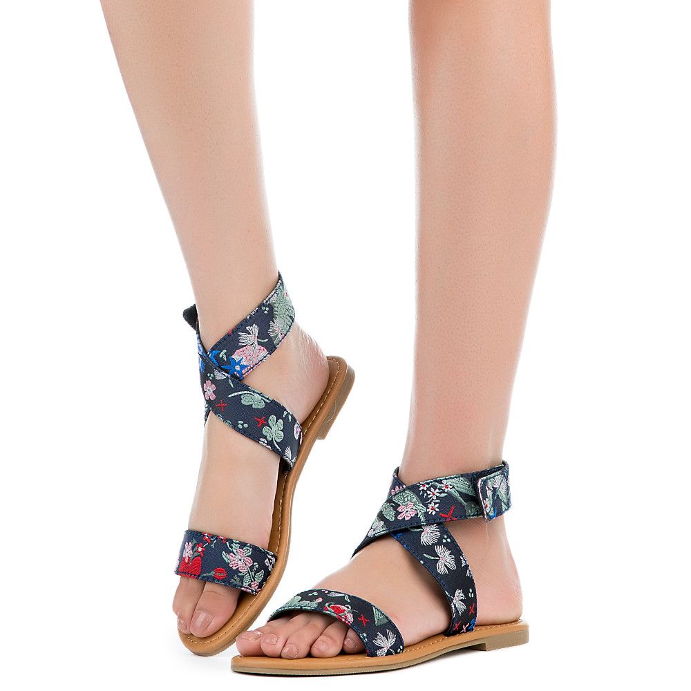 SODA Folding Sandal FD FOLDING/BLUE WILD PRINT - Shiekh