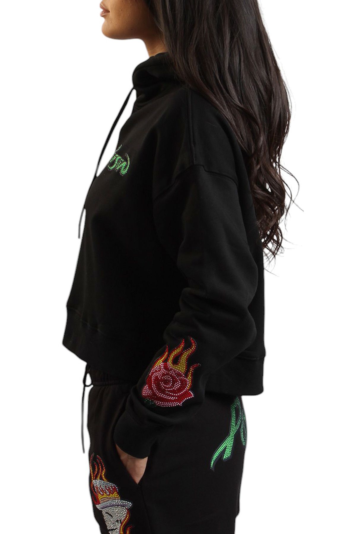 MAXIMA POISON CROPPED HOODIE P3C0011-BLK - Shiekh
