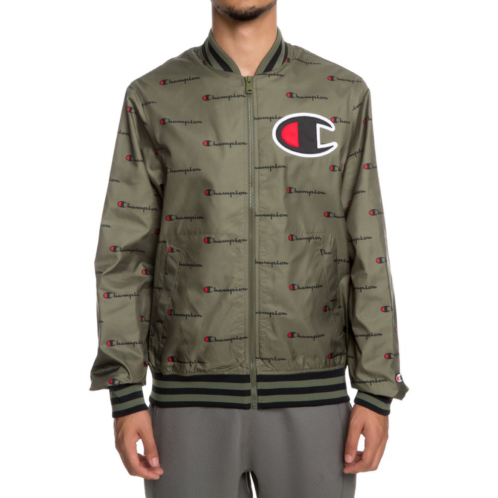 MEN'S SATIN BASEBALL JACKET Olive