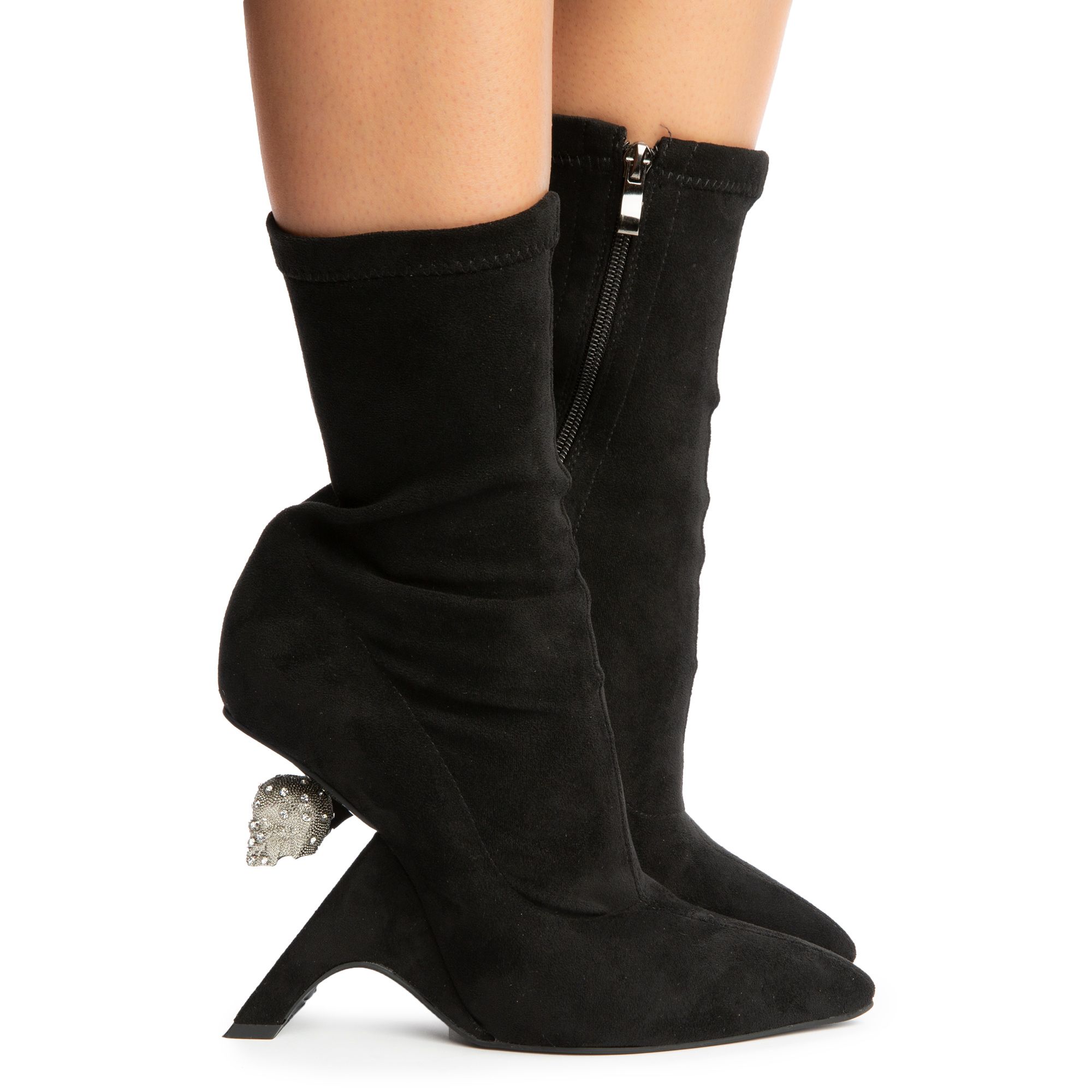 AZALEA WANG Raffi-2 Bedazzled Skull Bootie RAFFI-2-BLK - Shiekh