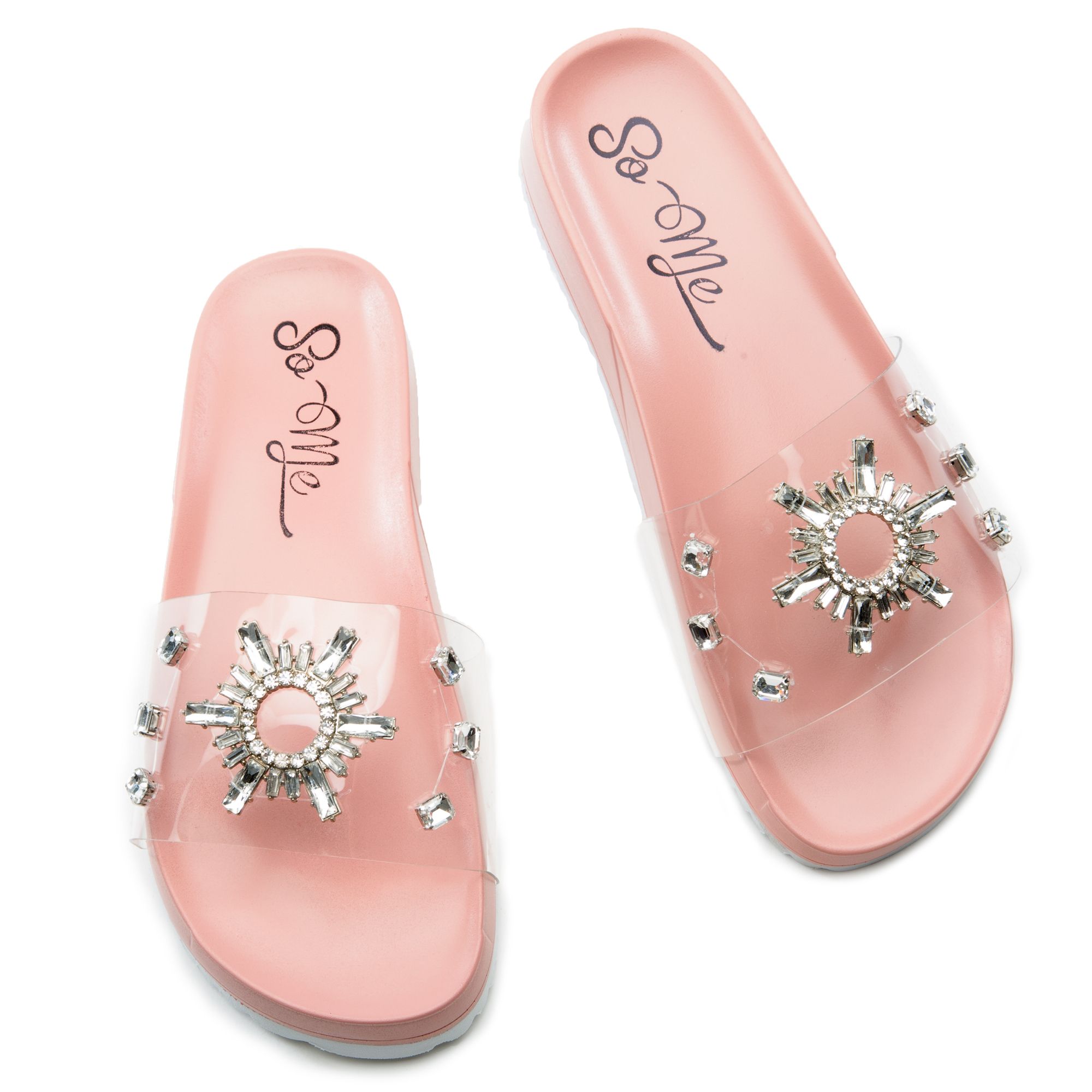 MACHI FOOTWEAR INC Brea Rhinestone Slides BREA-PNK - Shiekh