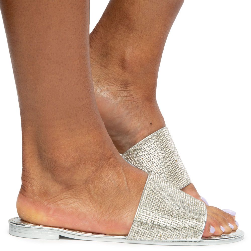 BAMBOO Splendid-97 One Band Slides JPM SPLENDID-97-SLVMWP - Shiekh