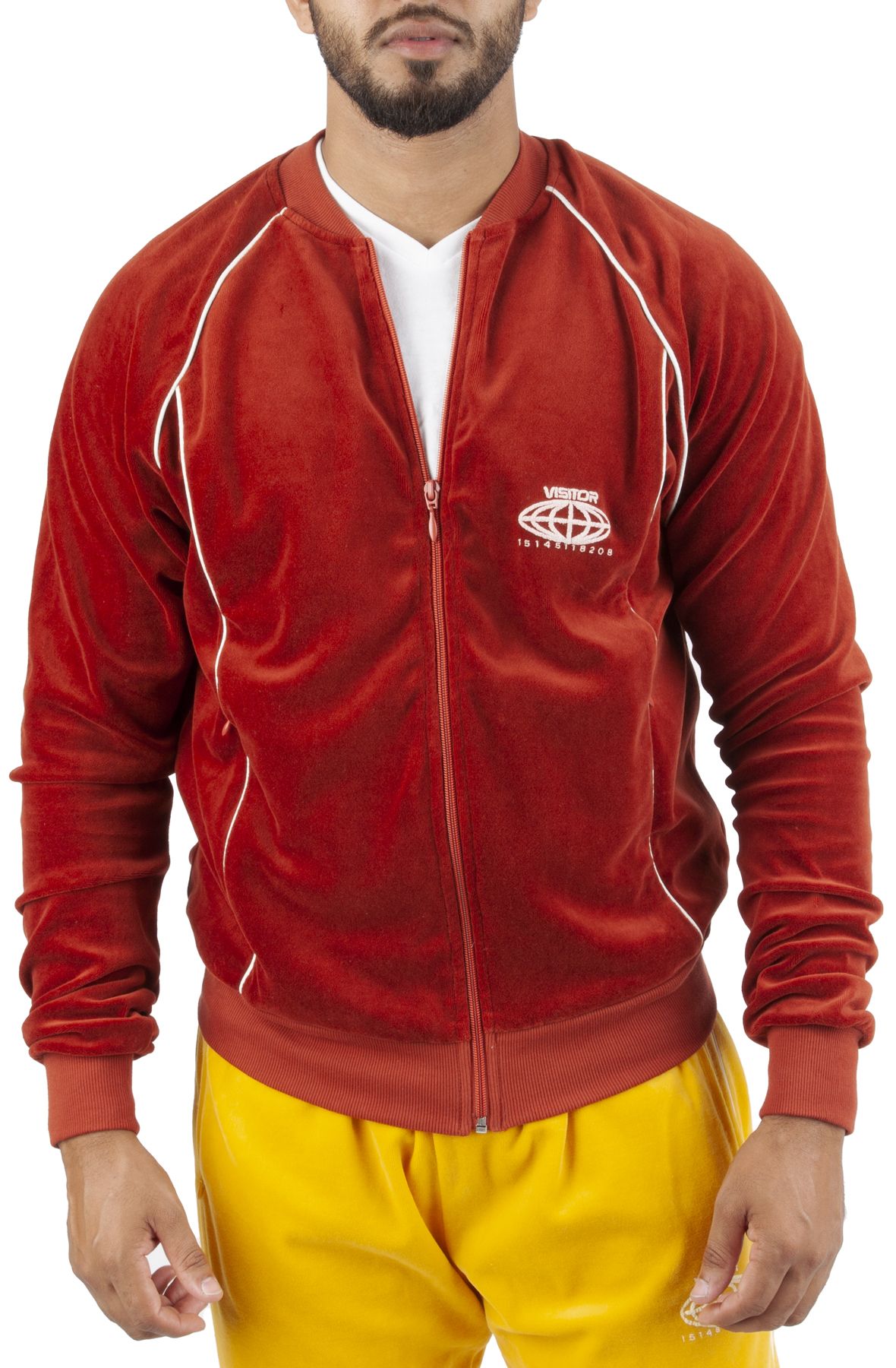 VISITOR OF EARTH Visitor Velour Zip Jacket VOEJCKT005-BURNT - Shiekh