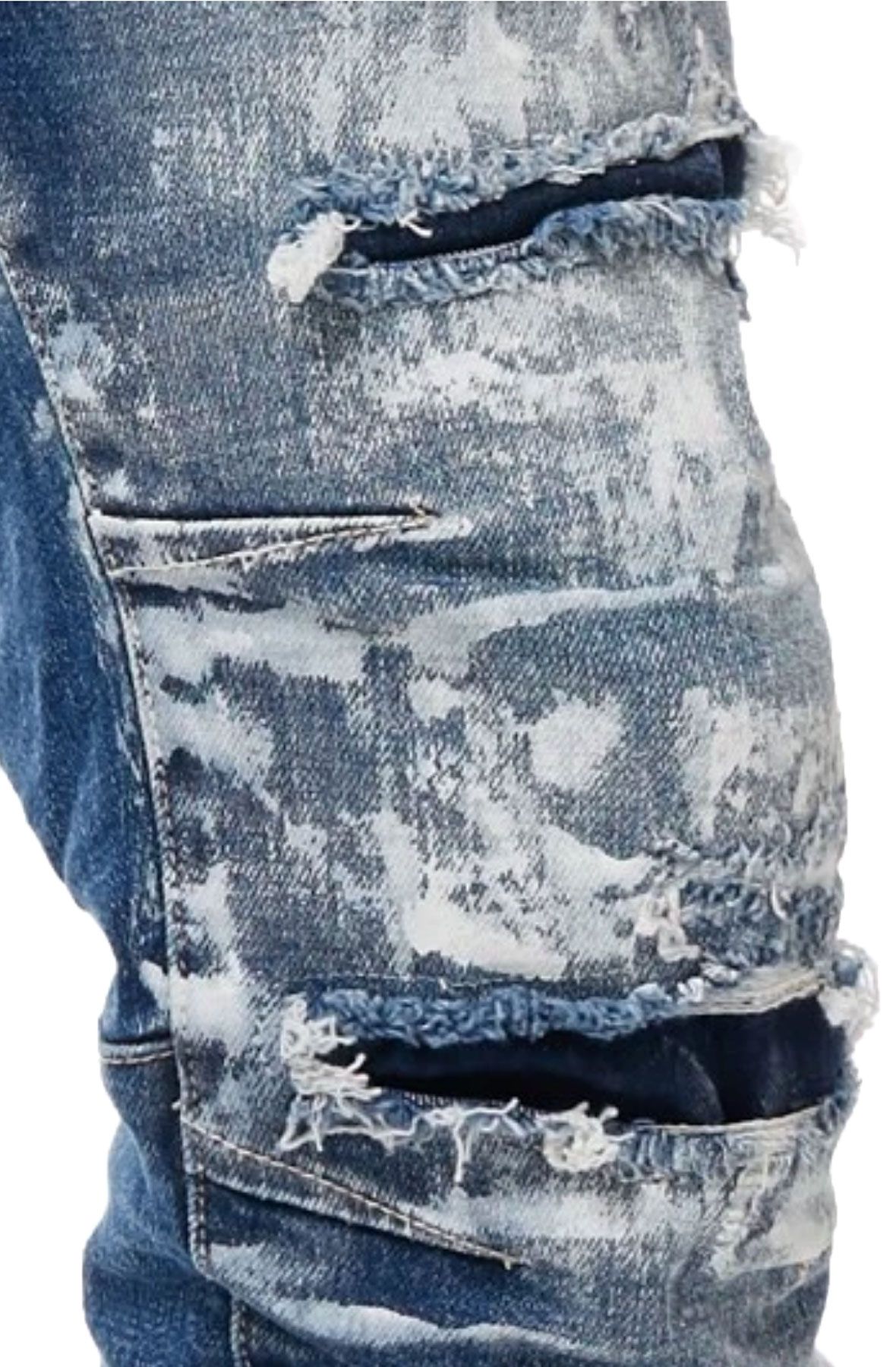 SMOKE RISE Keef Shredded Jeans JP20126-BLSHBL - Shiekh