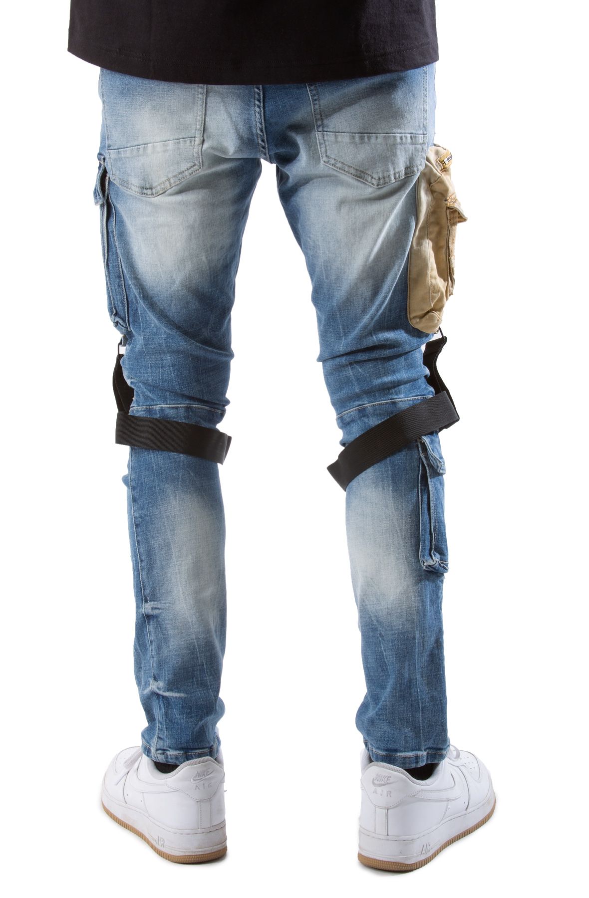 SMOKE RISE Utility Cargo Jeans JP21731-BBLU - Shiekh