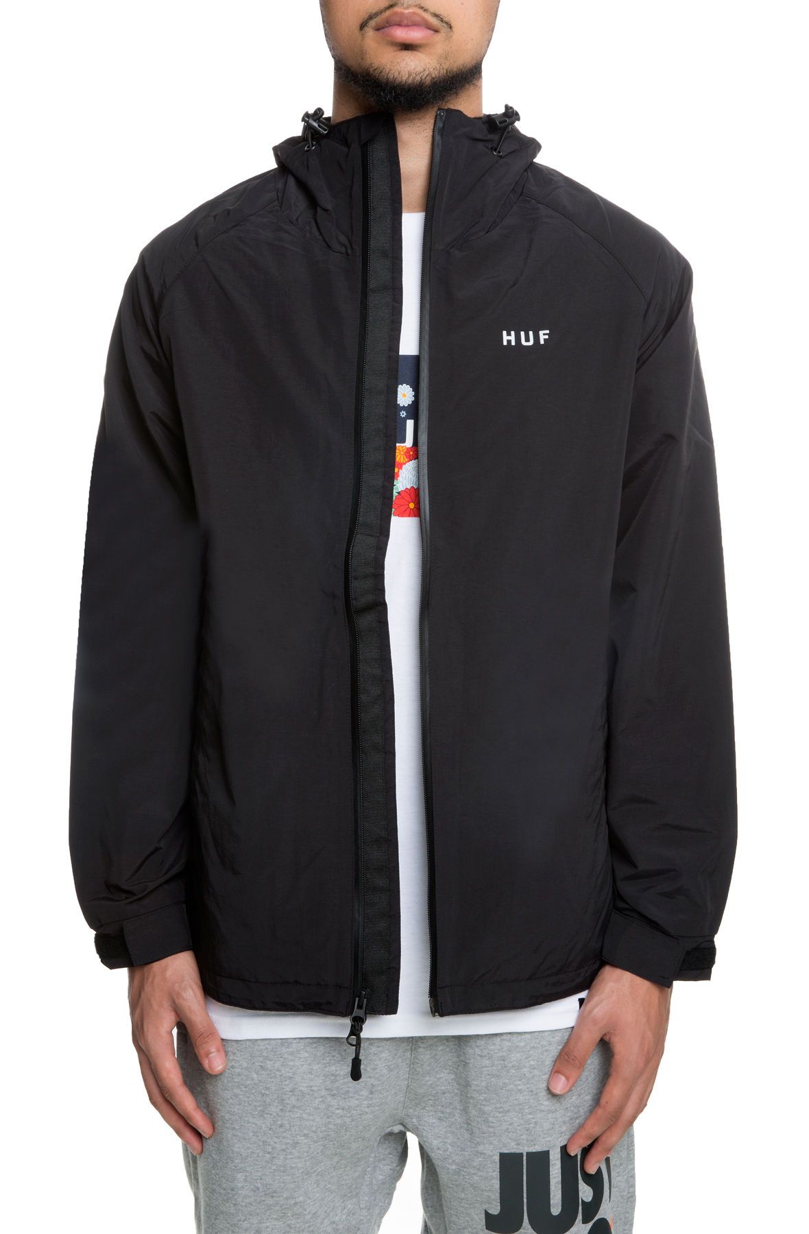 HUF The Standard Hooded Shell Jacket in JK00105-BLK - Shiekh