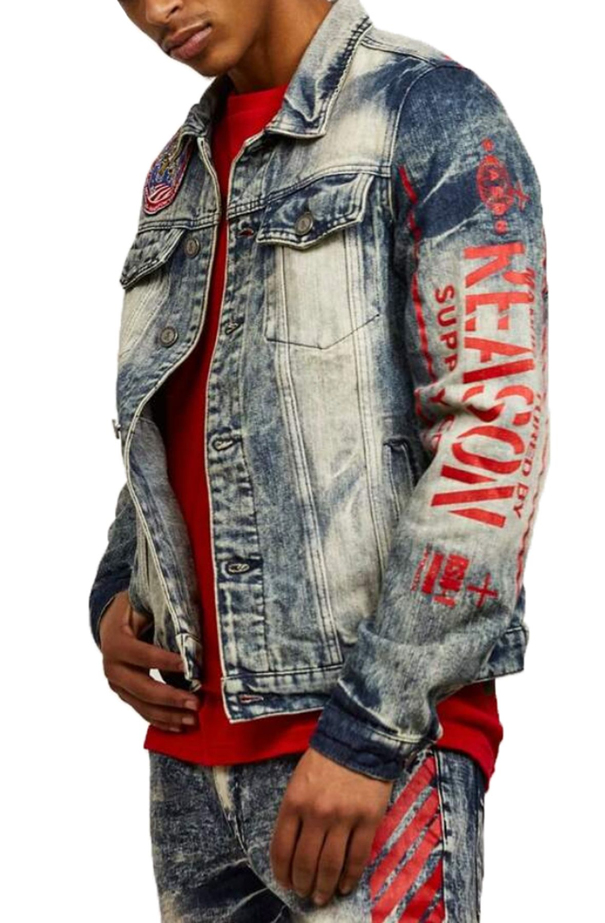 REASON Craft Denim Jacket F1-07BLUE - Shiekh