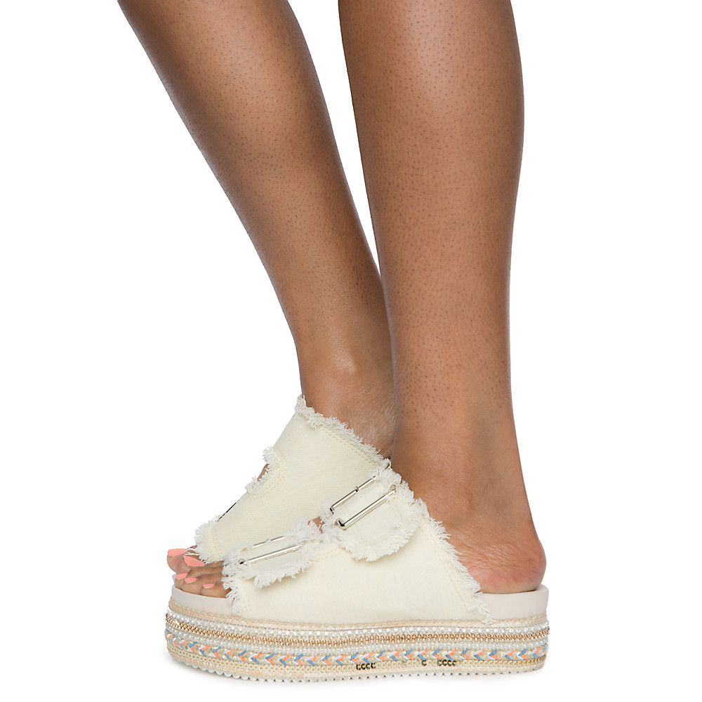 TWIN TIGER Ernie-01 Denim Platform Sandals ERNIE-01/NATURAL DENIM - Shiekh