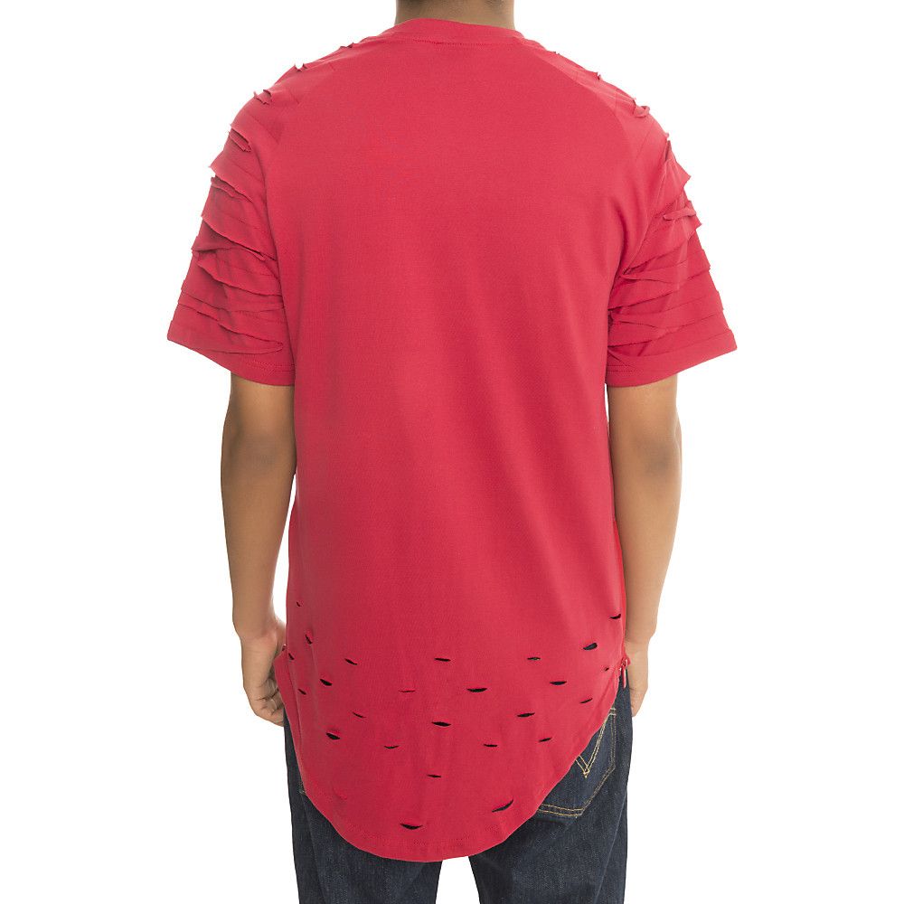REBEL MINDS Red Men's Ripped and Torn Tee 62 162 RD - Shiekh