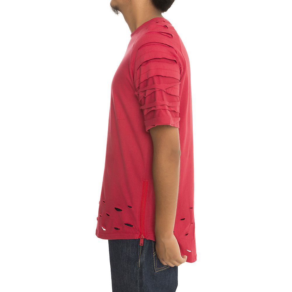 REBEL MINDS Red Men's Ripped and Torn Tee 62 162 RD - Shiekh