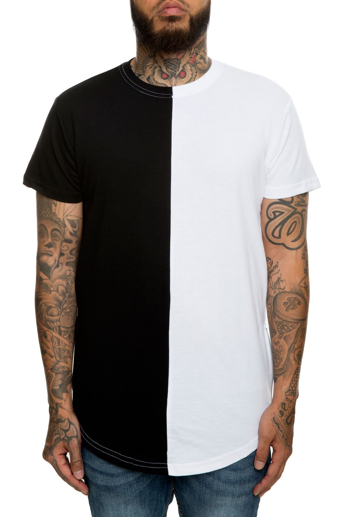 KRSP The Lobo Two Face Split tee in Black and White TS18114-BKWH - Shiekh