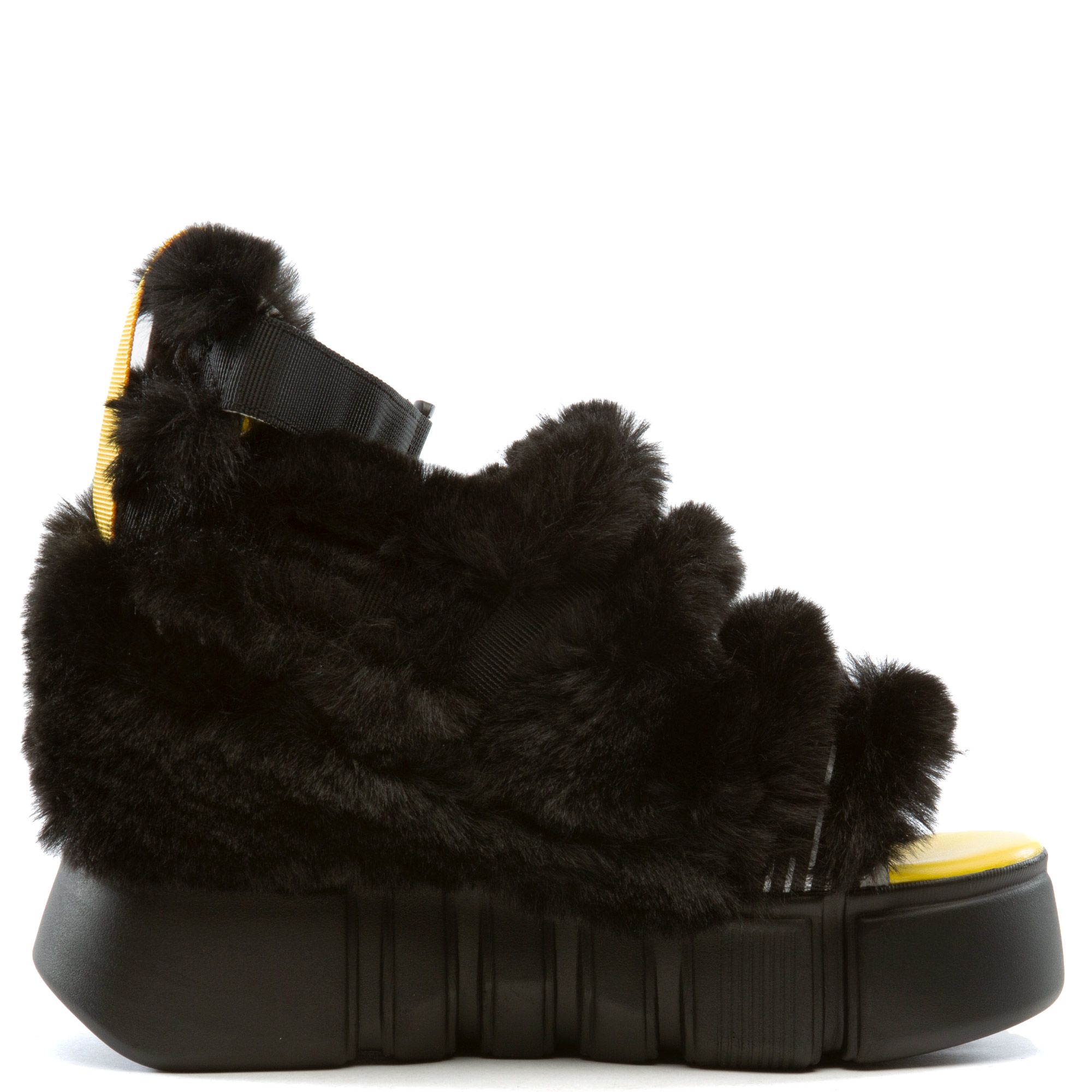 ANTHONY WANG Cranberry-14 Fur Platform Sandals CRANBERRY-14-BLK - Shiekh