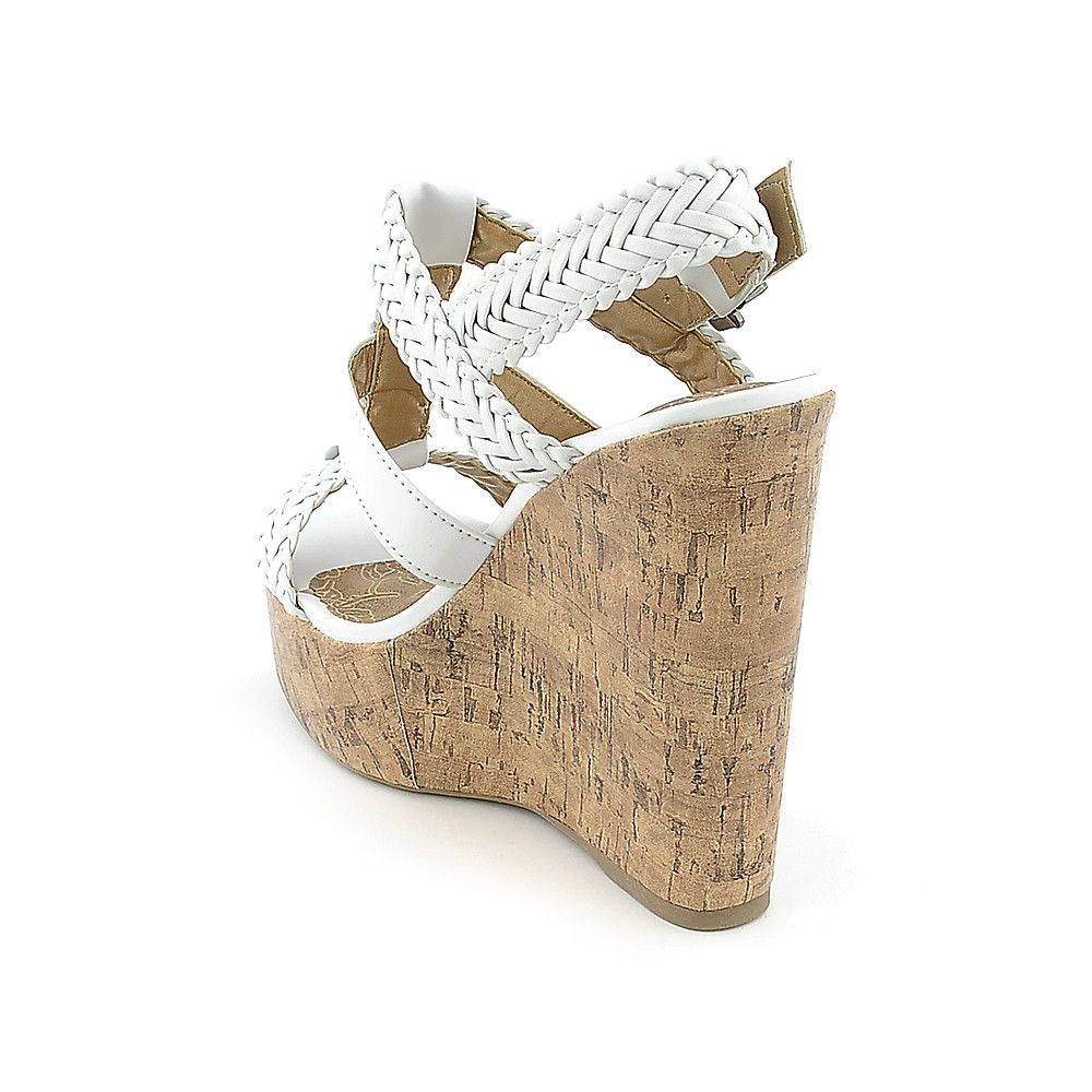 SODA Women's Sotto-S Wedge Sandal FD SOTTO-S/WHITE - Shiekh