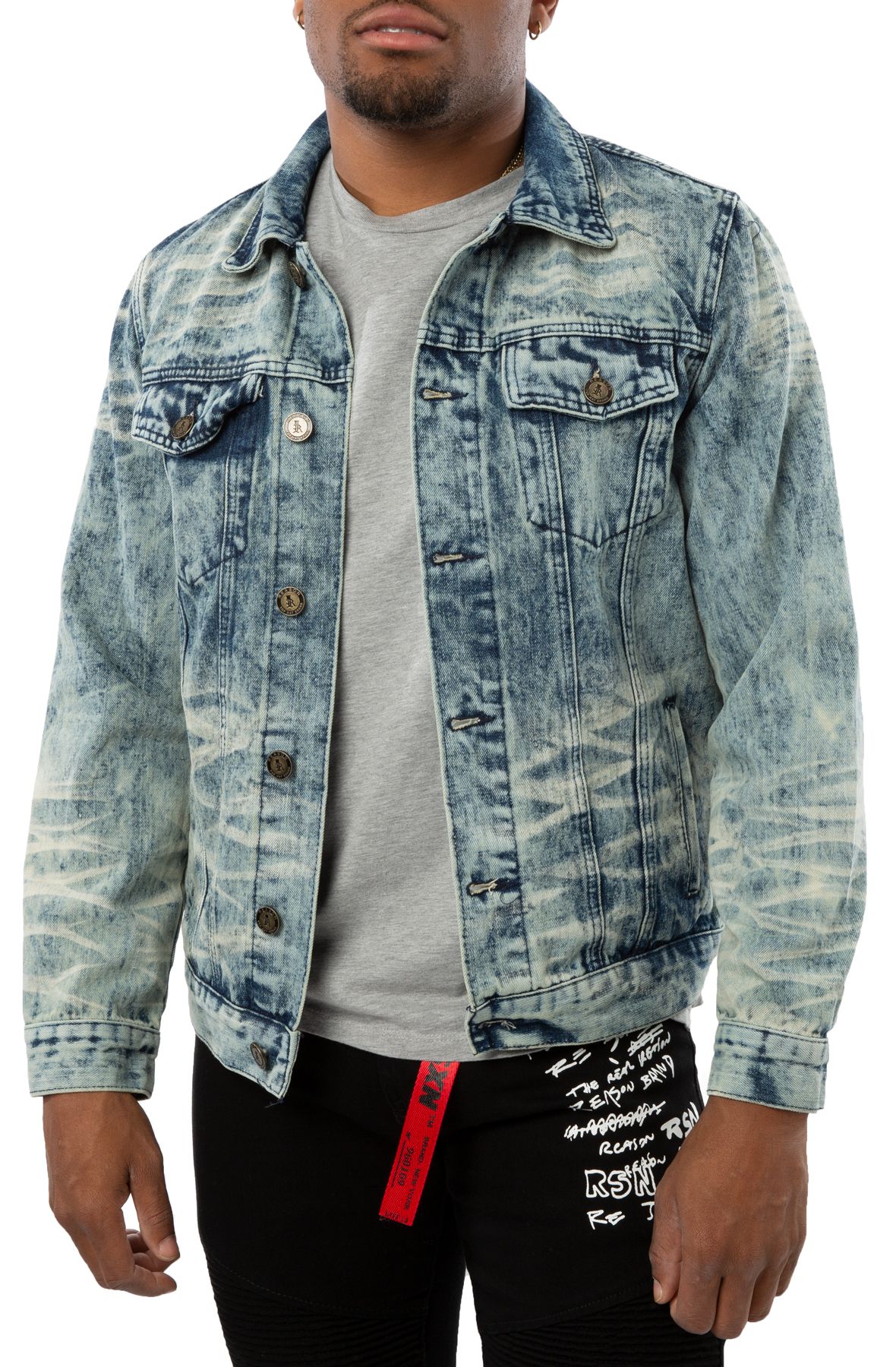 REASON Vintage Bleach Jacket U1-406BLU - Shiekh