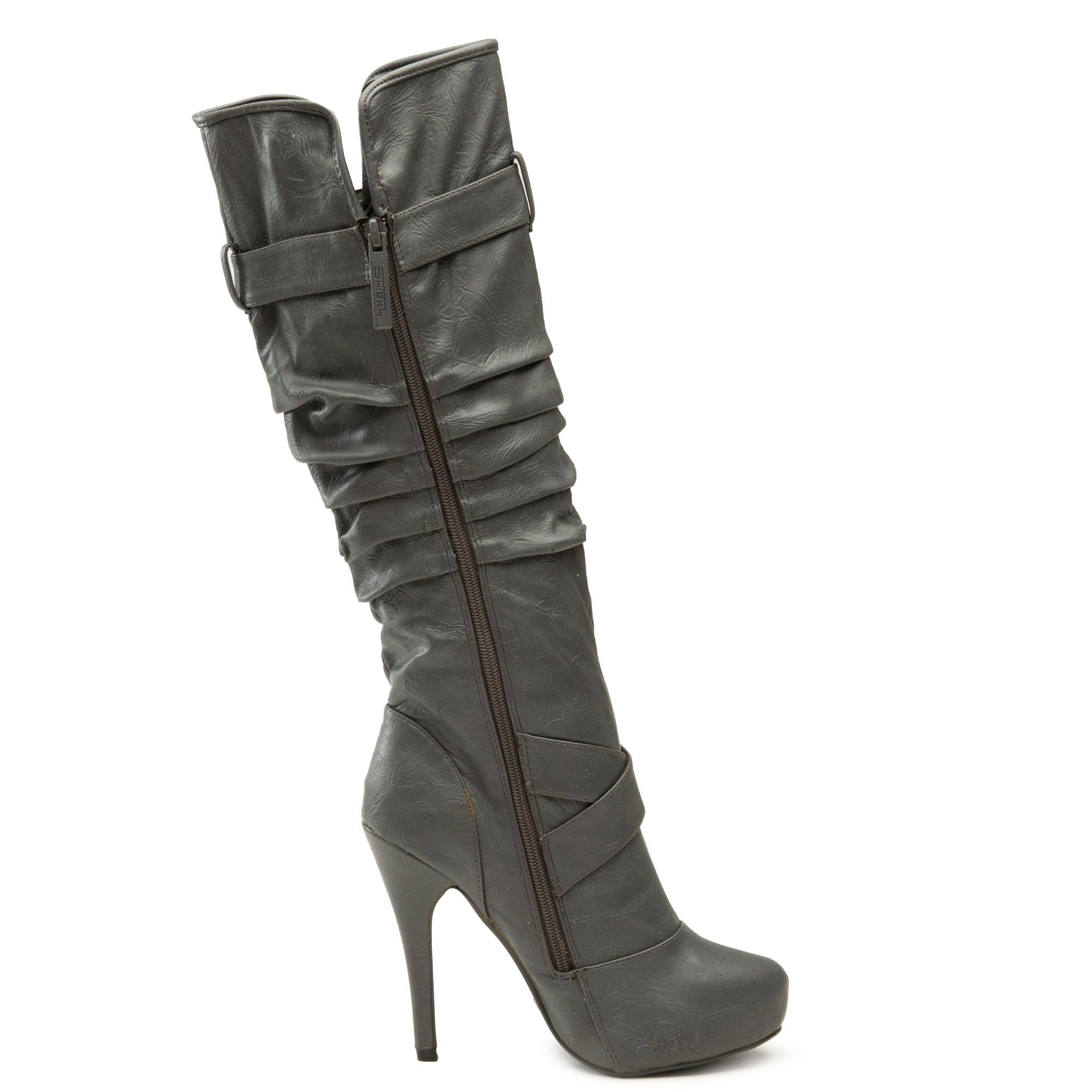 ELEGANCE Glory-5Hi Platform Thigh-High Heel Boot GLORY-5HI/GREY - Shiekh