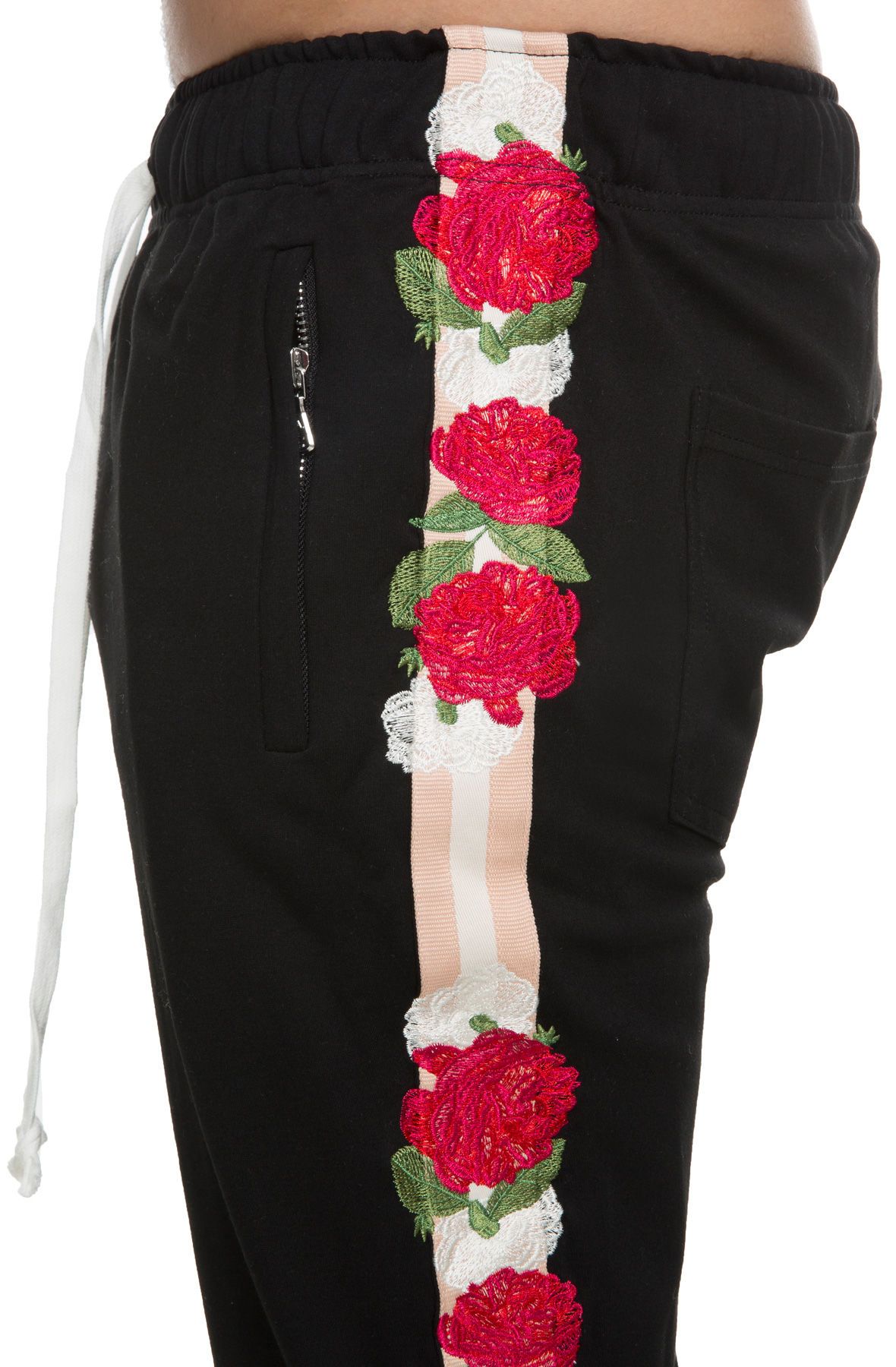 LIFTED ANCHORS The Bowie Floral Rose Track Pants in LACH1-11BLK - Shiekh