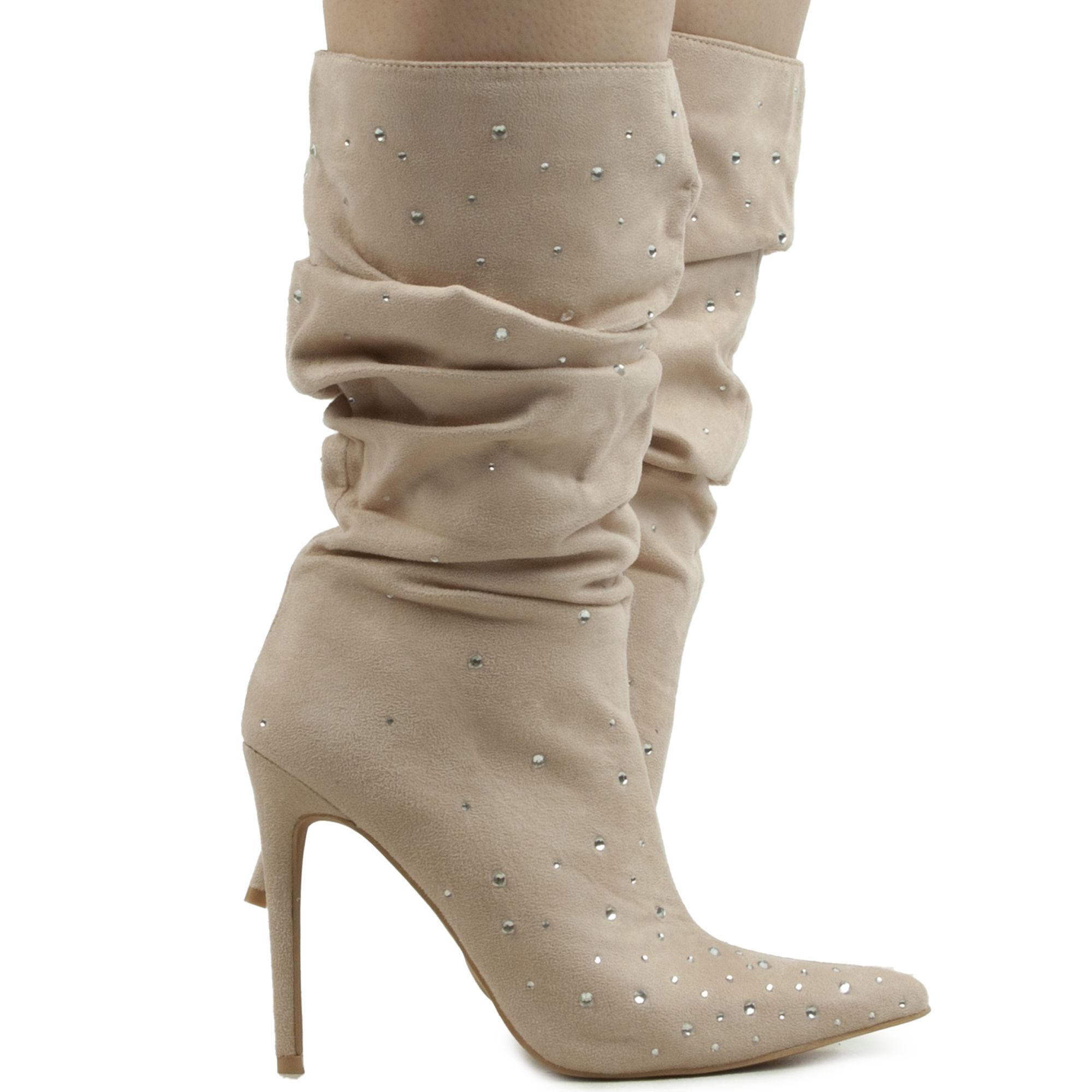 CAPE ROBBIN Fancified Studded Boots FANCIFIED-NUD - Shiekh