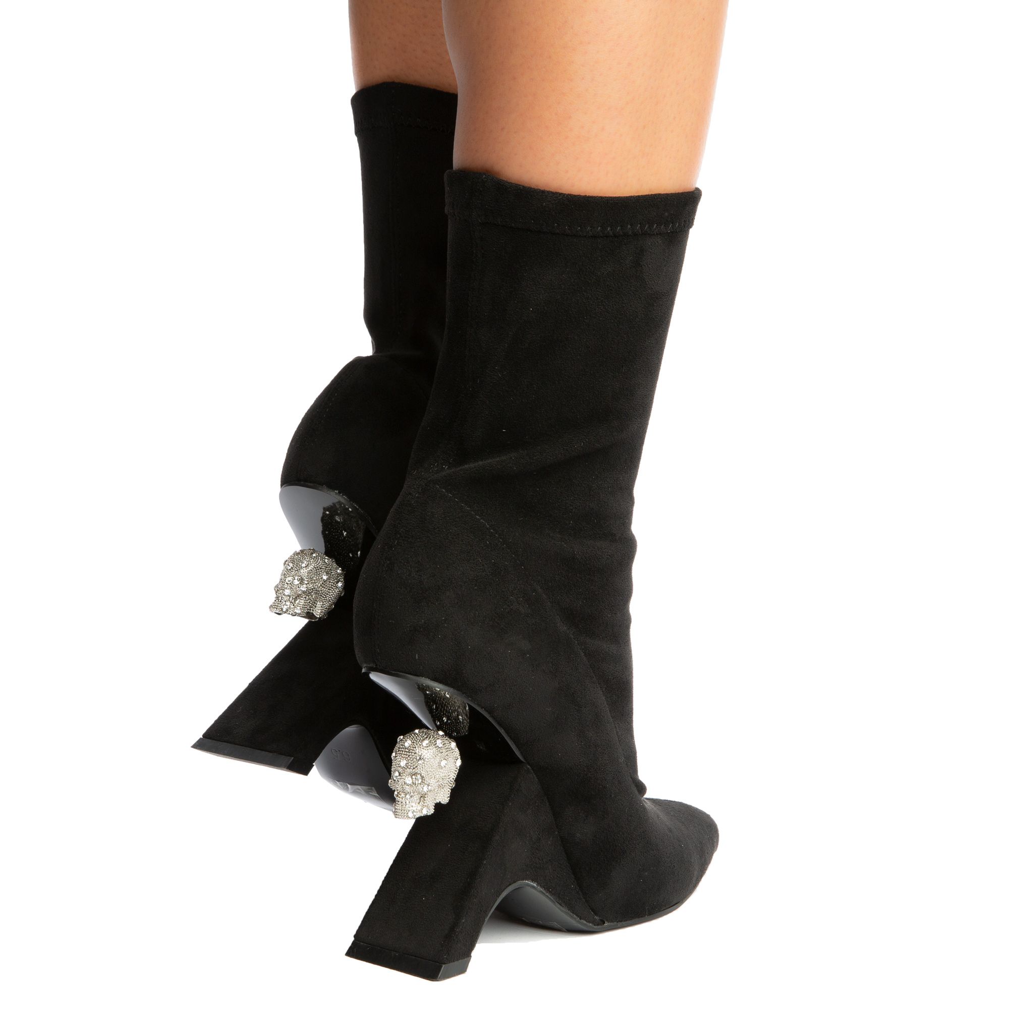 AZALEA WANG Raffi-2 Bedazzled Skull Bootie RAFFI-2-BLK - Shiekh