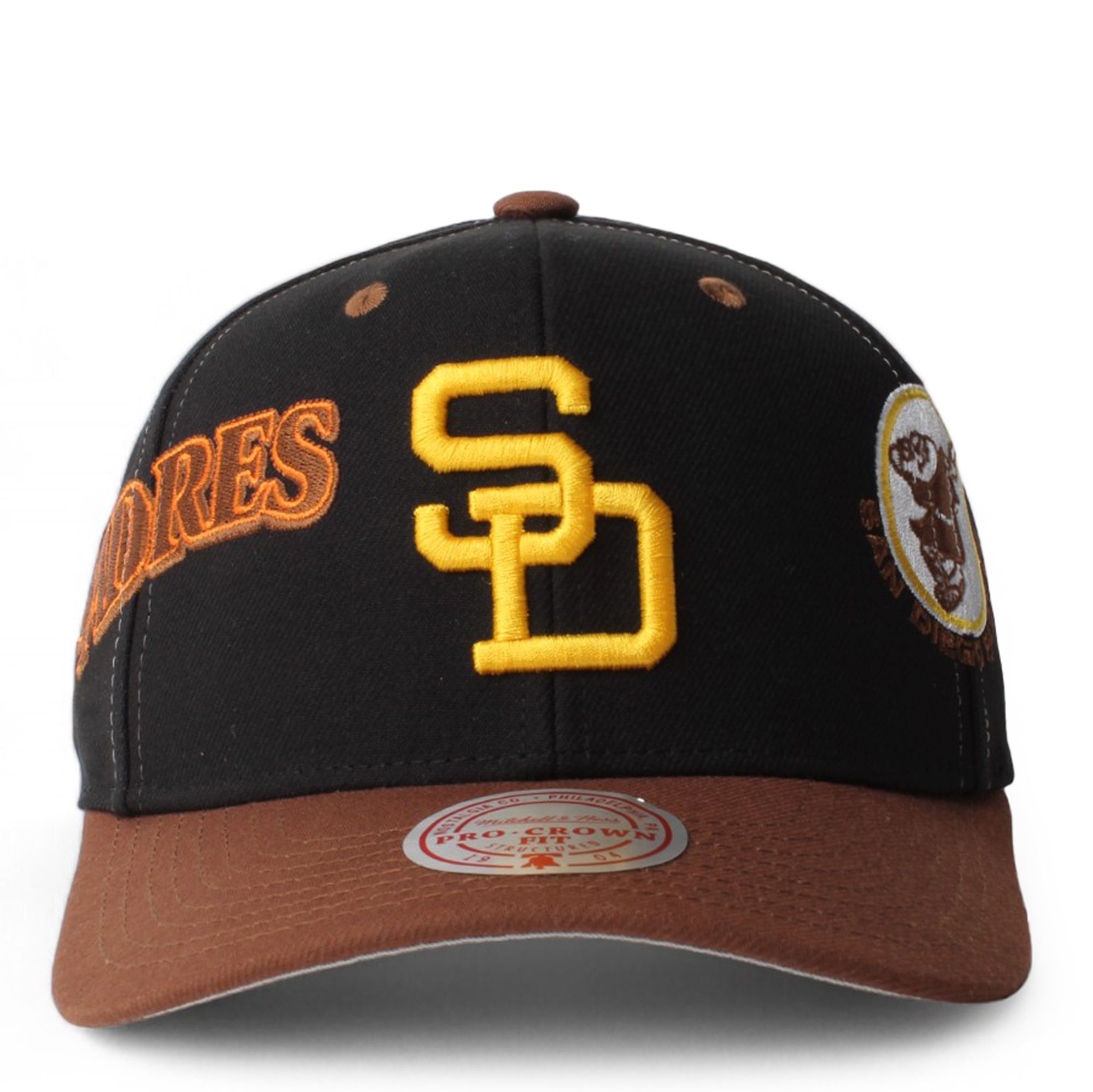 MITCHELL AND NESS MLB Overbite Pro Crown Fit San Diego Padres Snapback ...