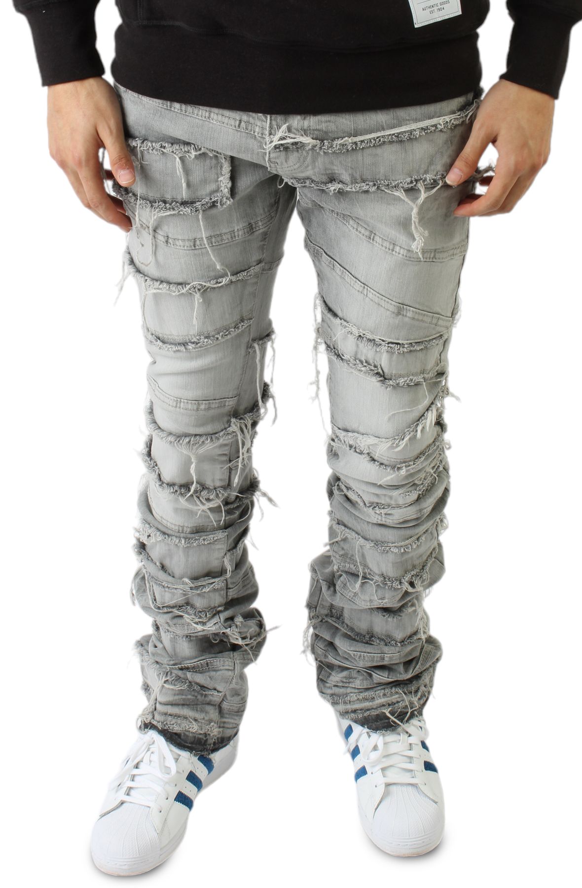 BRIAN BROTHERS INC. Raw Edge Stacked Jean JTF1150A-GREY - Shiekh