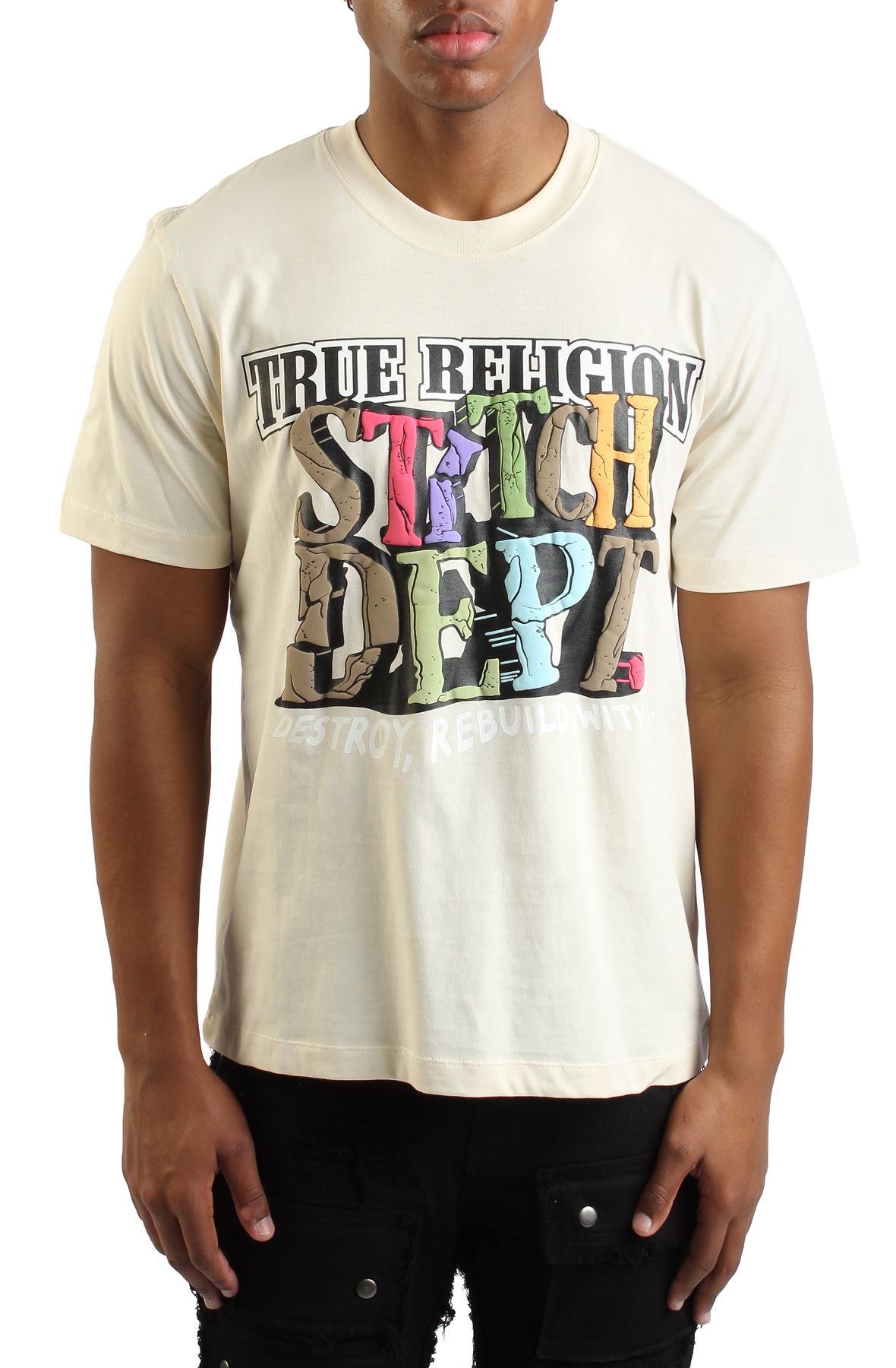 TRUE RELIGION Destroy and Rebuild Puff Print T-Shirt 109815-1776 - Shiekh