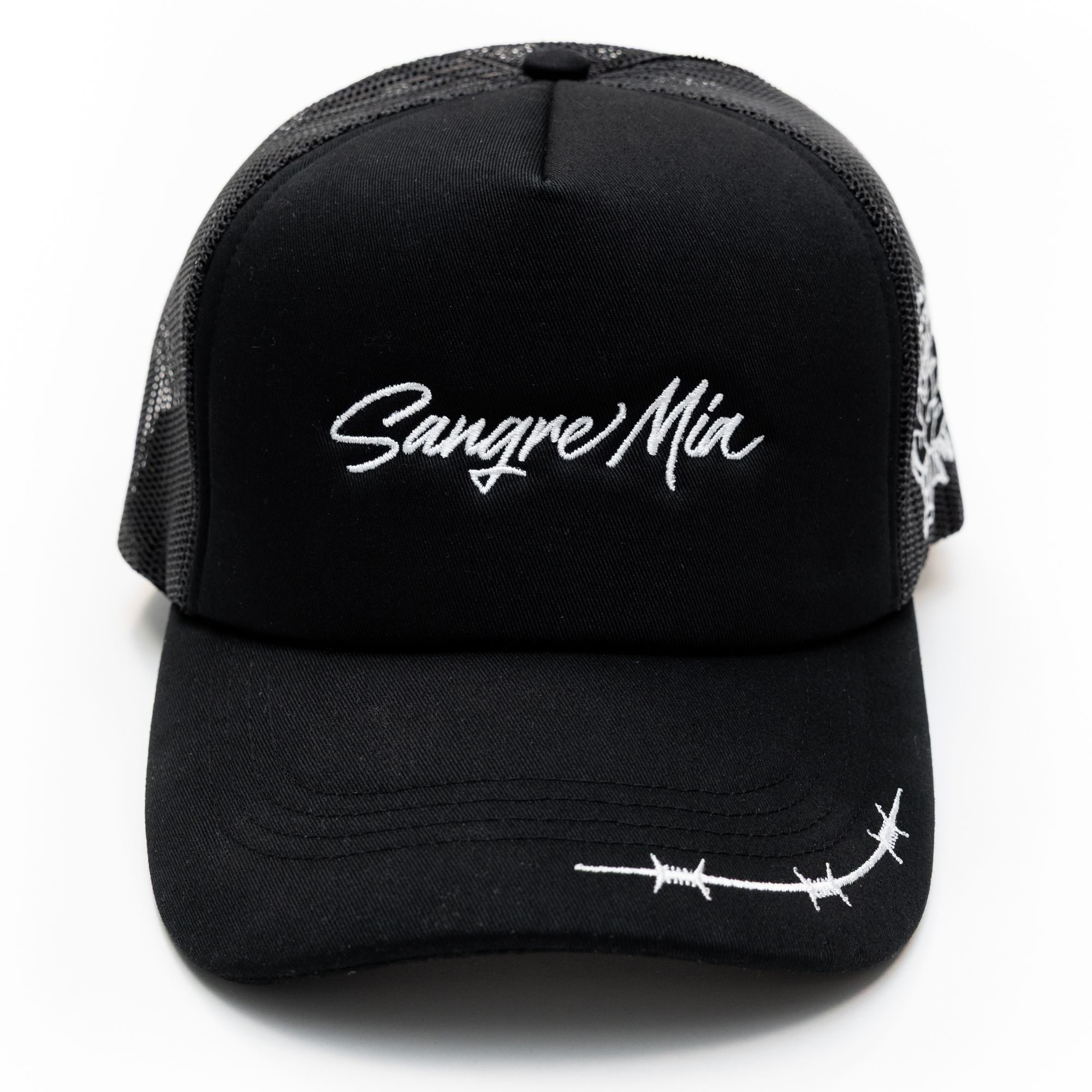 SANGRE MIA Rose Trucker Hat SGM-BARBEDTRCKR-BLK - Shiekh