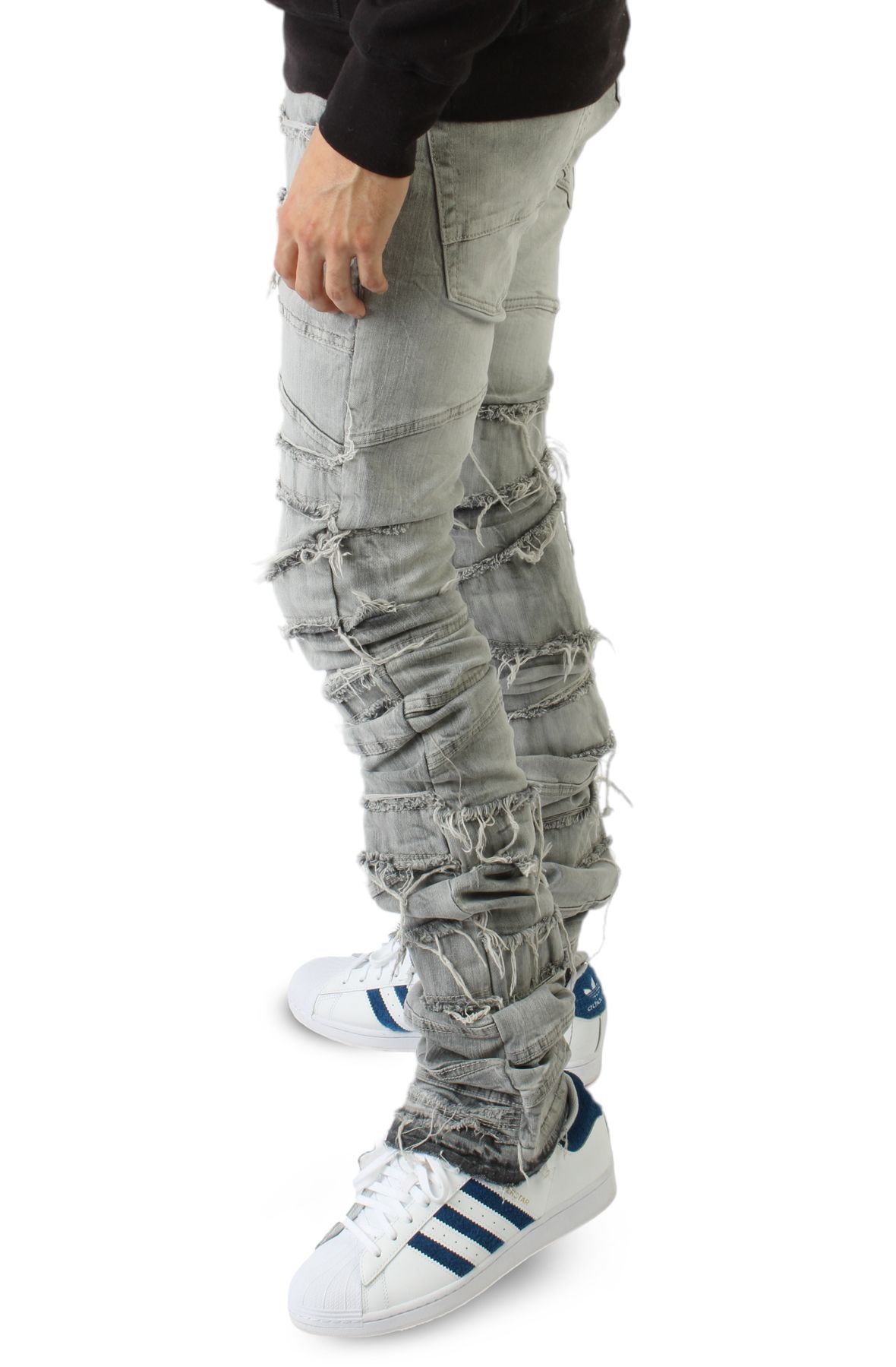 BRIAN BROTHERS INC. Raw Edge Stacked Jean JTF1150A-GREY - Shiekh