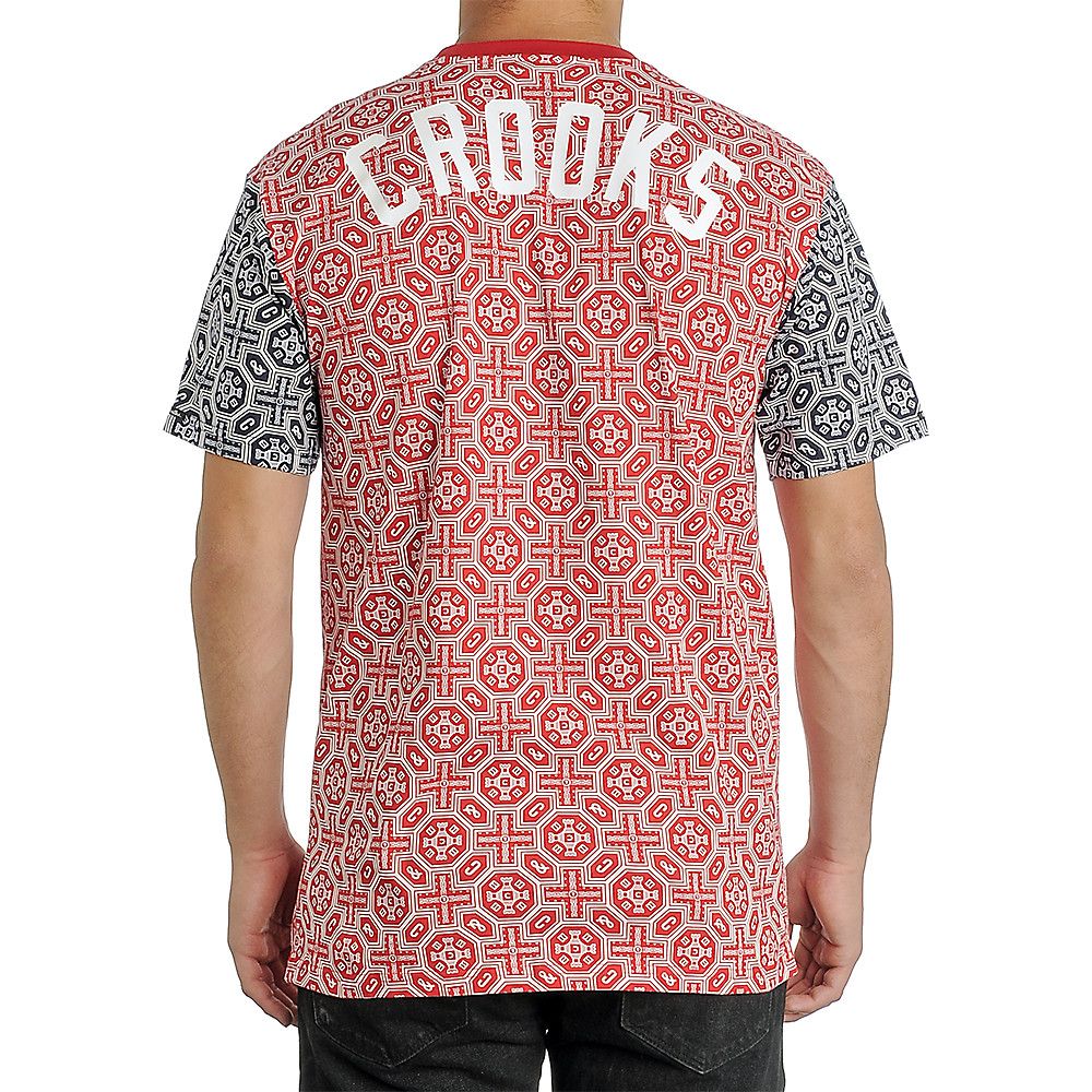CROOKS & CASTLES Venetian Knit Crew T-shirt I1560703/RED - Shiekh