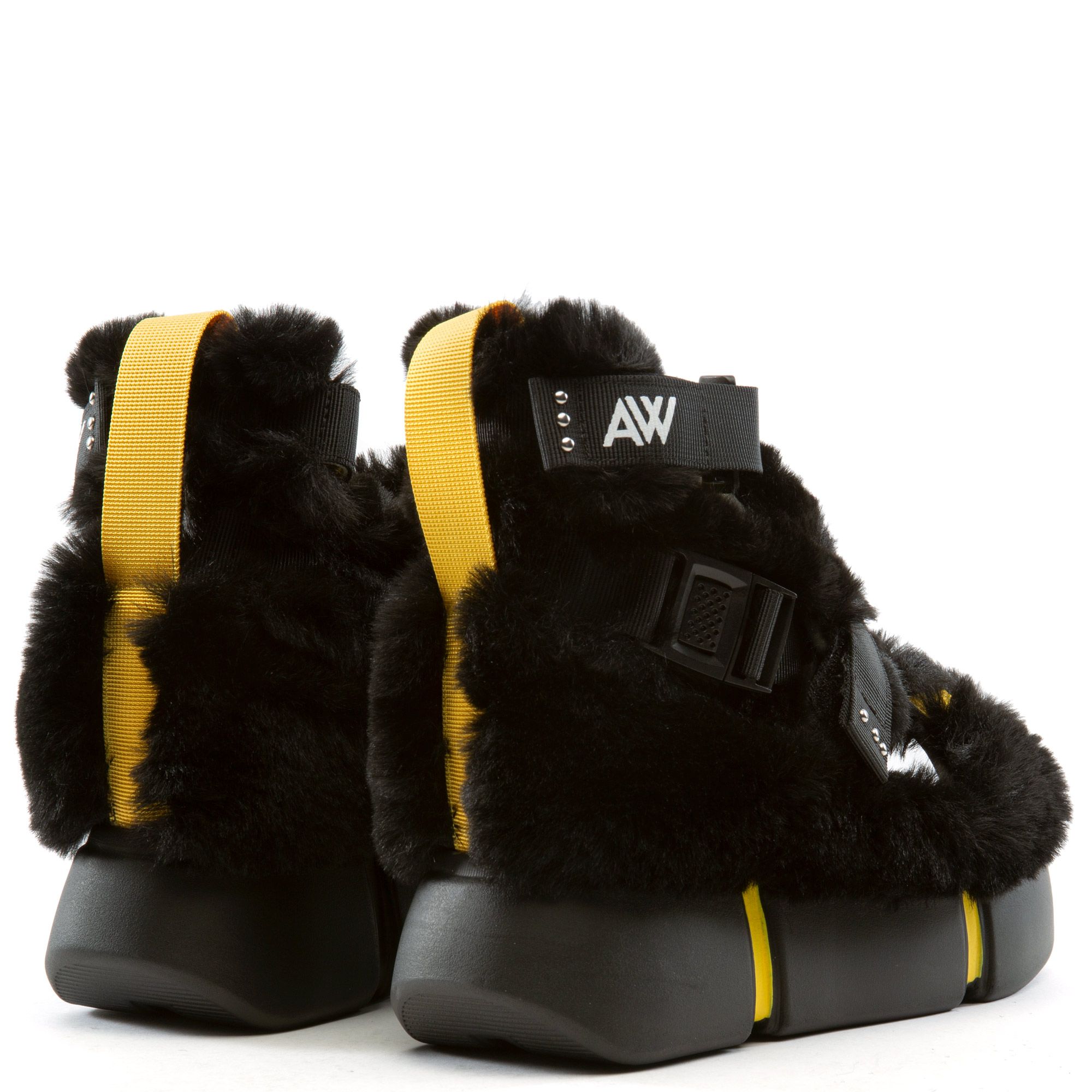 ANTHONY WANG Cranberry-14 Fur Platform Sandals CRANBERRY-14-BLK - Shiekh