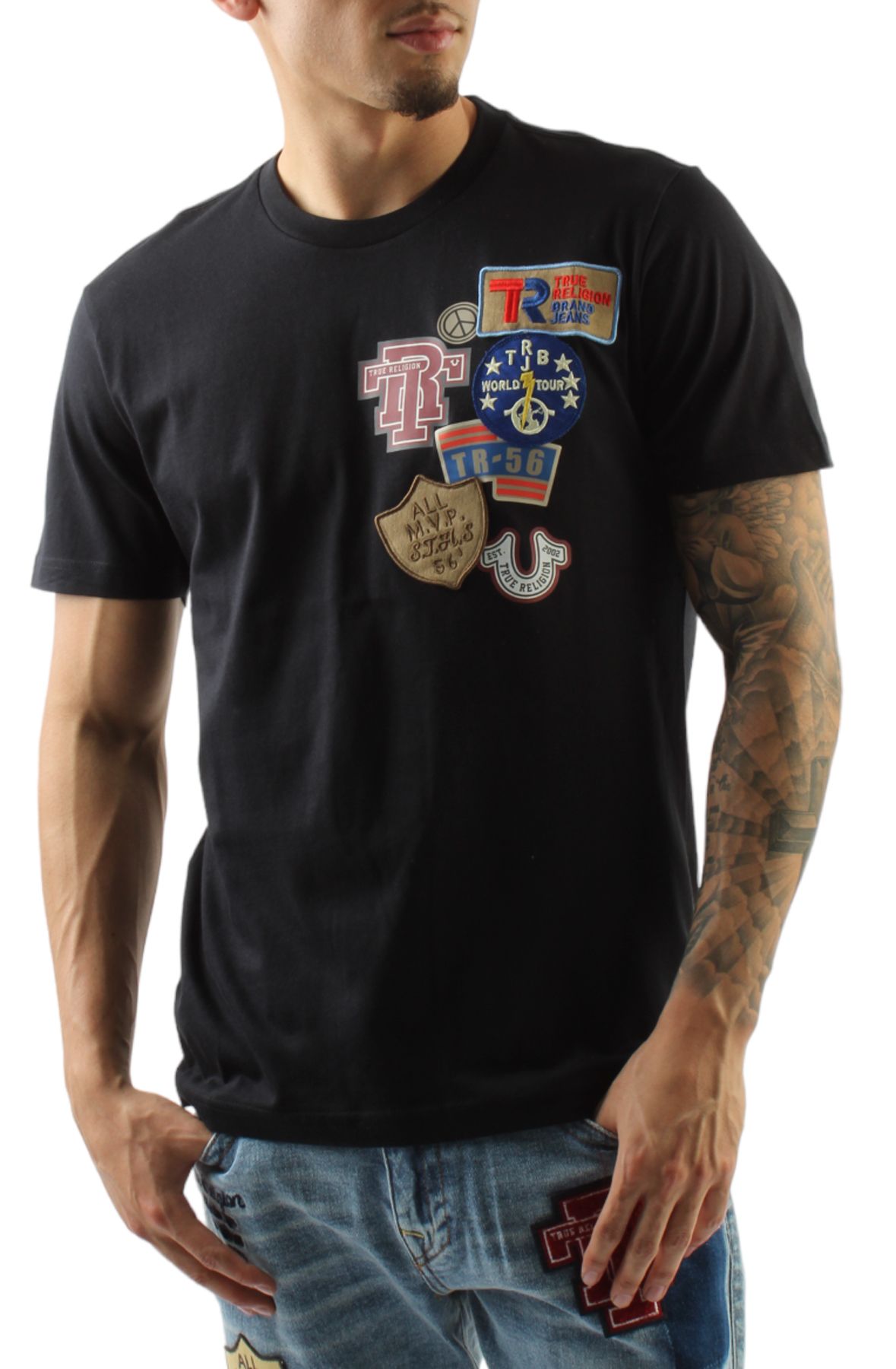 TRUE RELIGION Collegiate Patch T-Shirt 107373-1001 - Shiekh